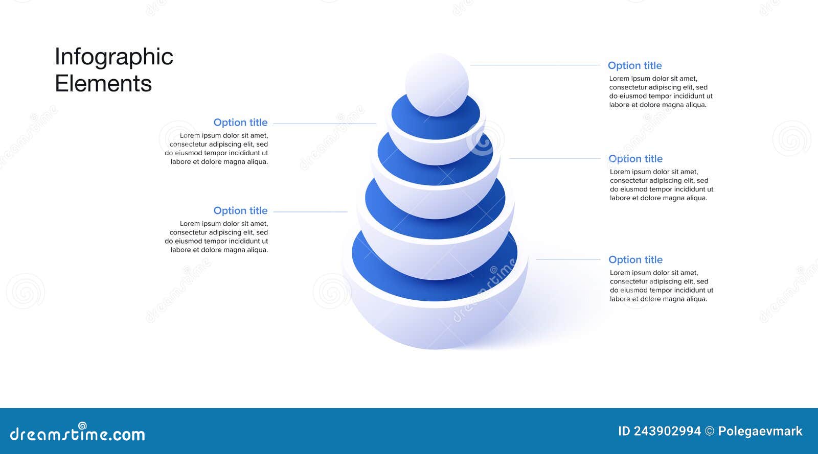 Business Process Chart Infographics With 5 Step Spheres. Pyramid ...
