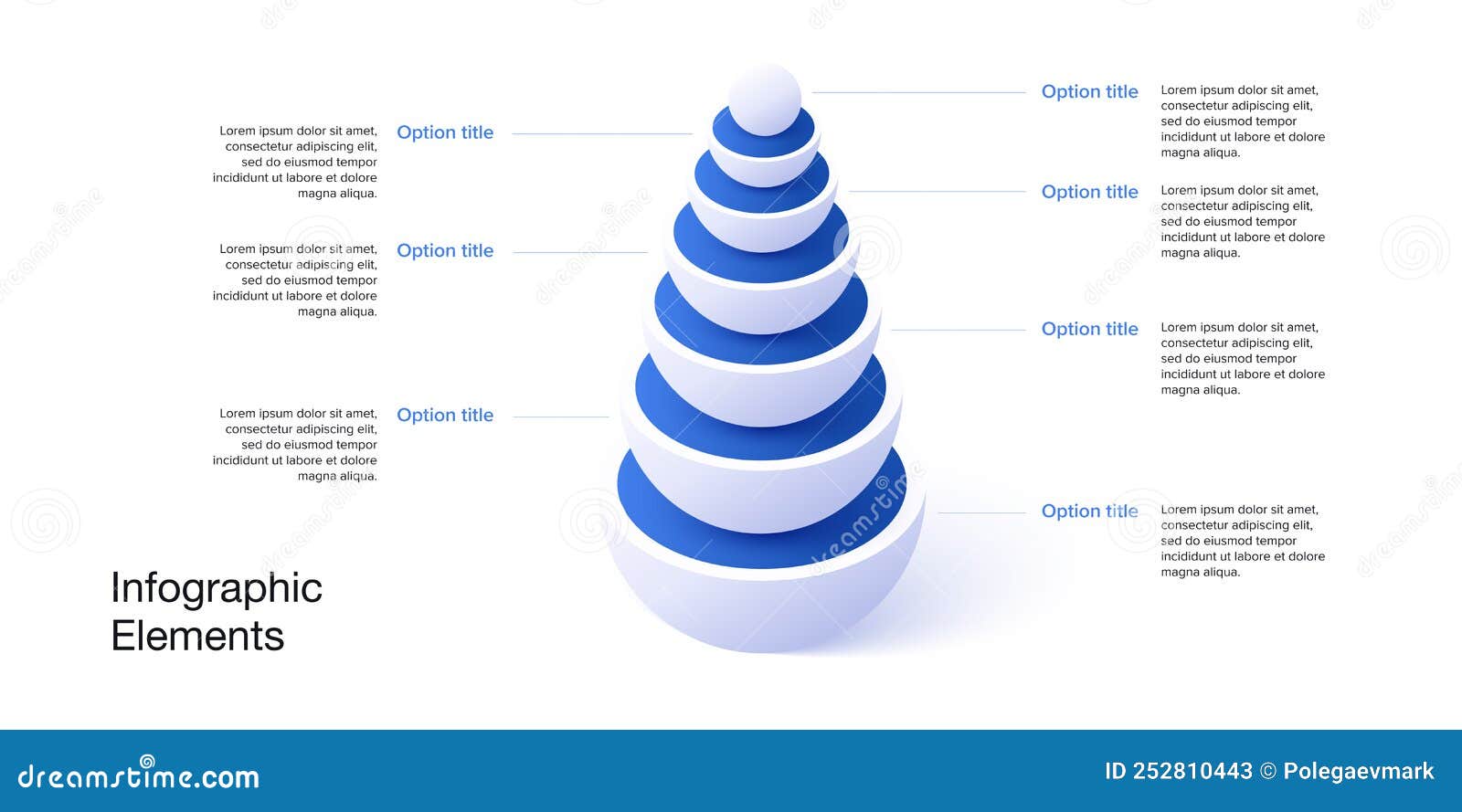 Business Process Chart Infographics with 7 Step Spheres. Pyramid ...