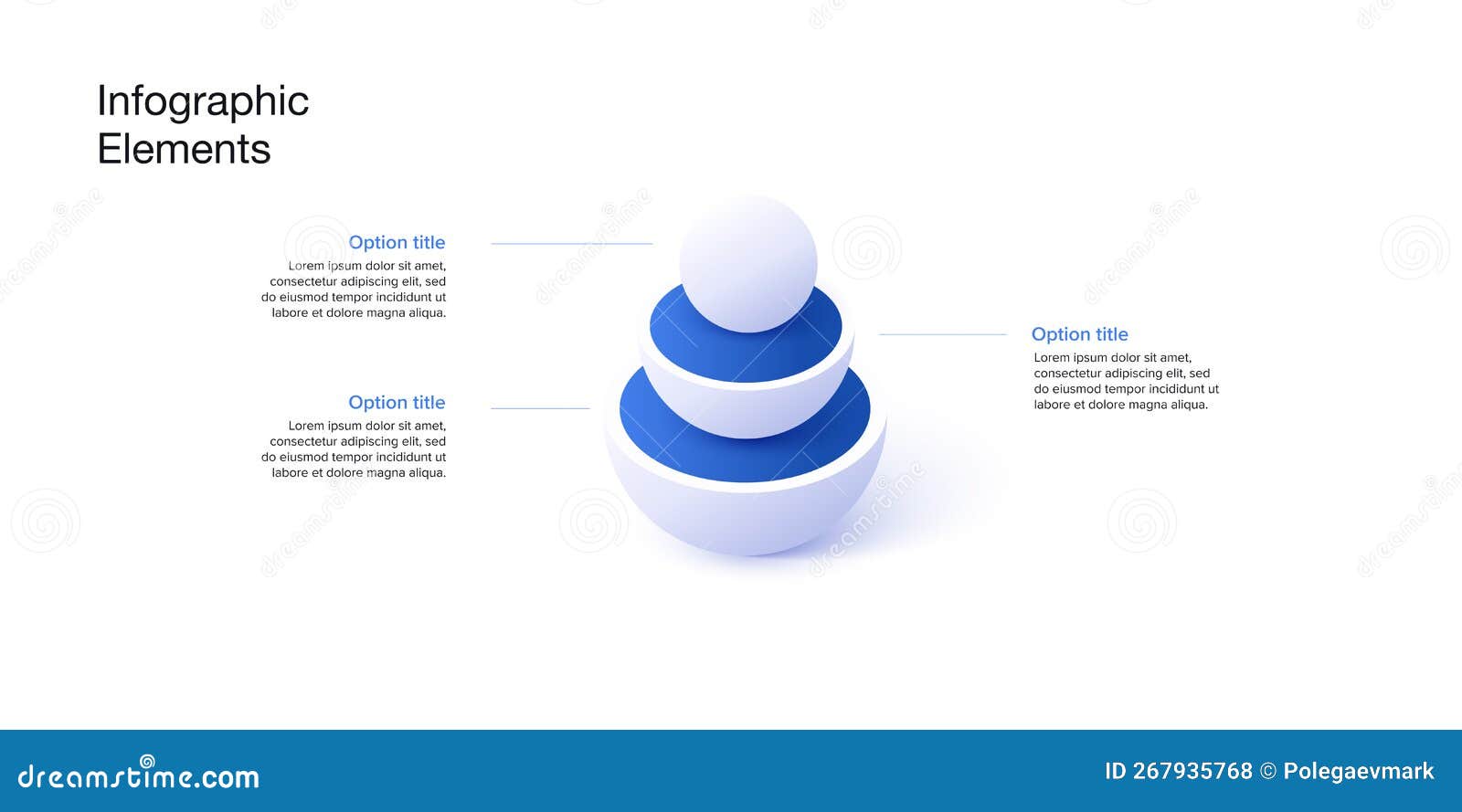 Business Process Chart Infographics with 3 Step Spheres. Pyramid ...