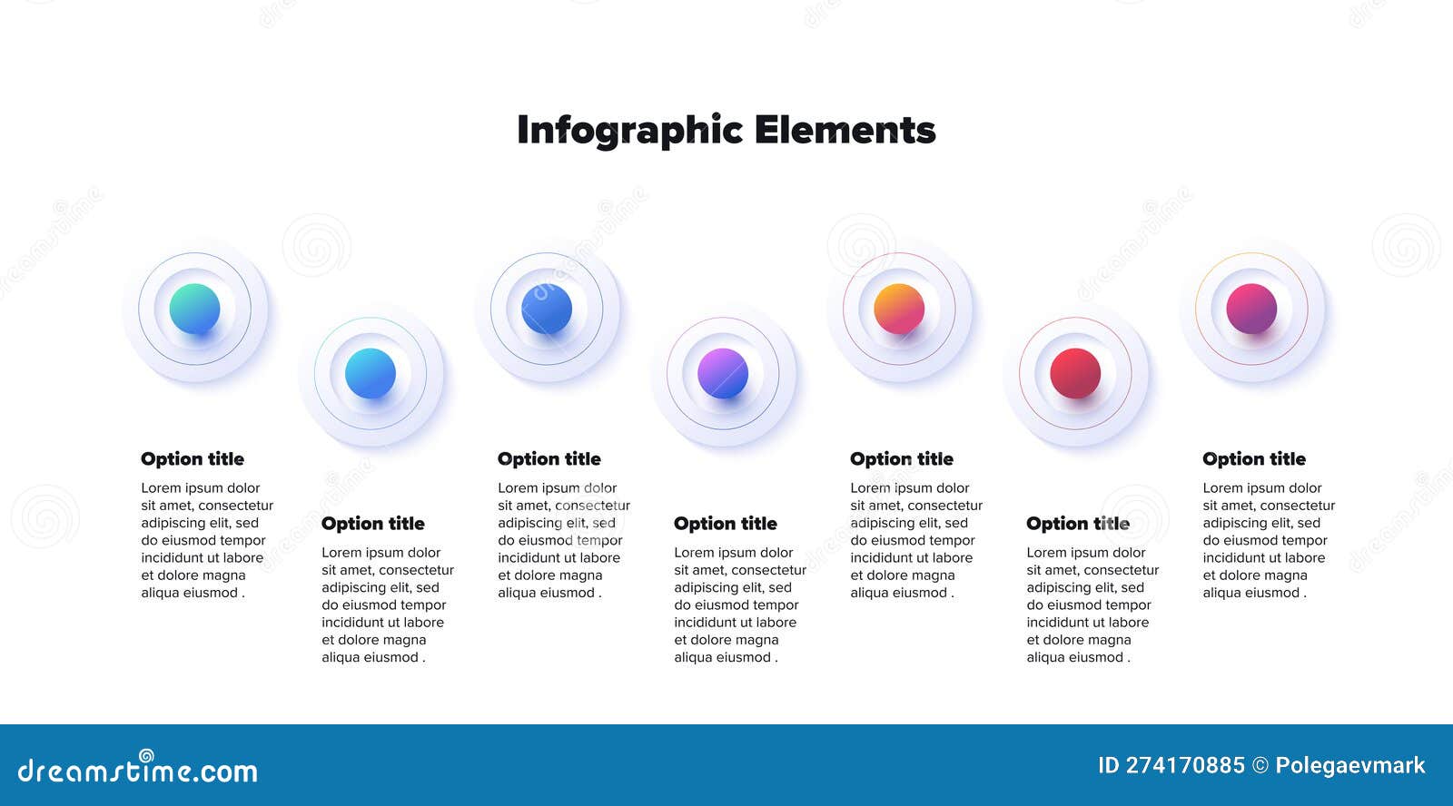 Business Process Chart Infographics with 7 Step Spheres. Round Workflow ...