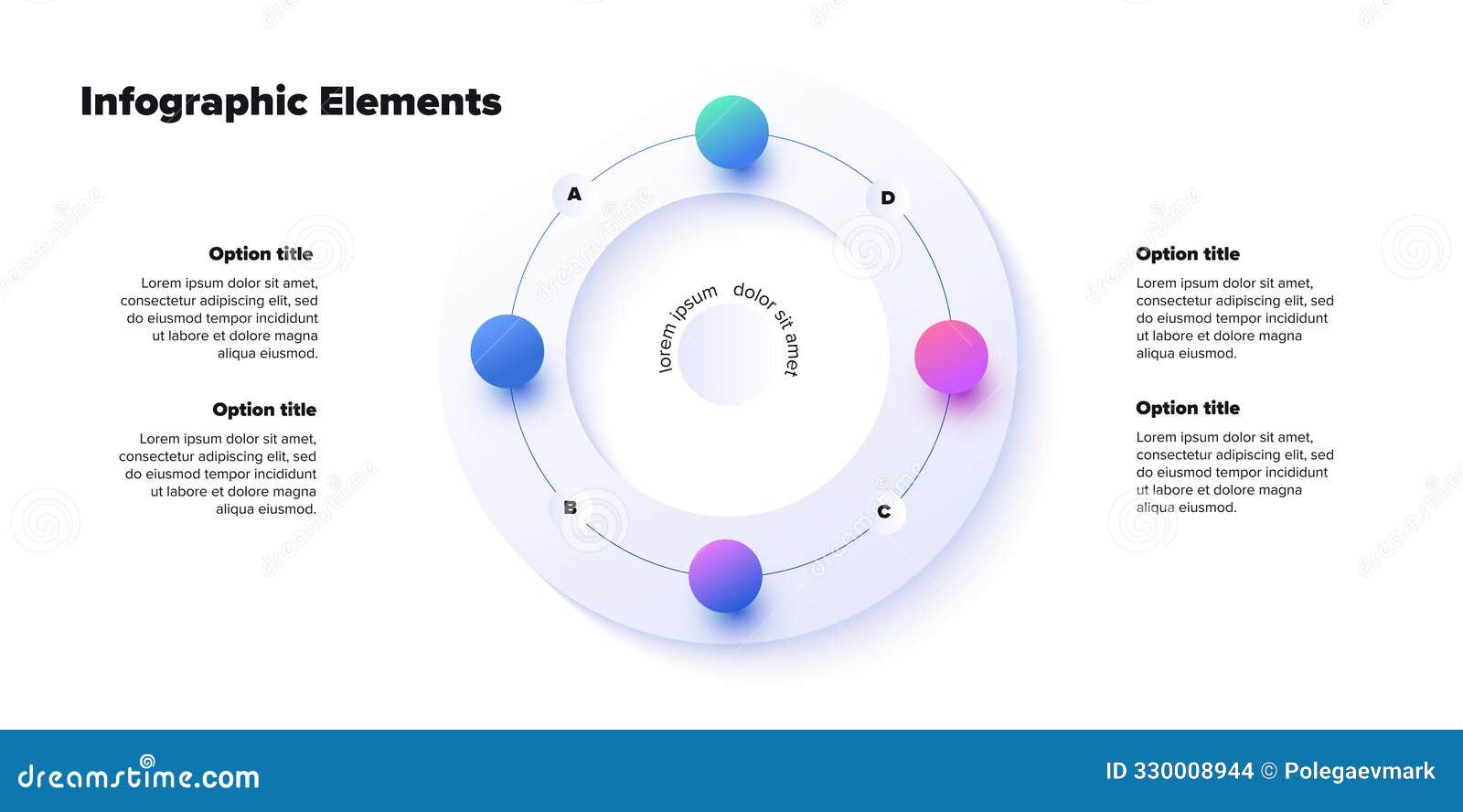 Business Process Chart Infographics with 4 Step Spheres. Round Workflow ...