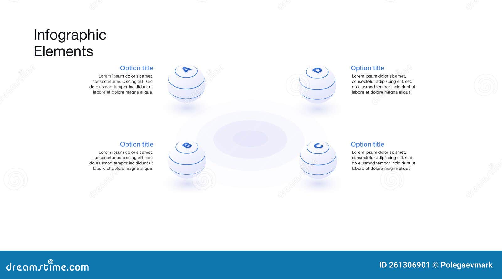 Business Process Chart Infographics with 4 Step Spheres. Spherical ...