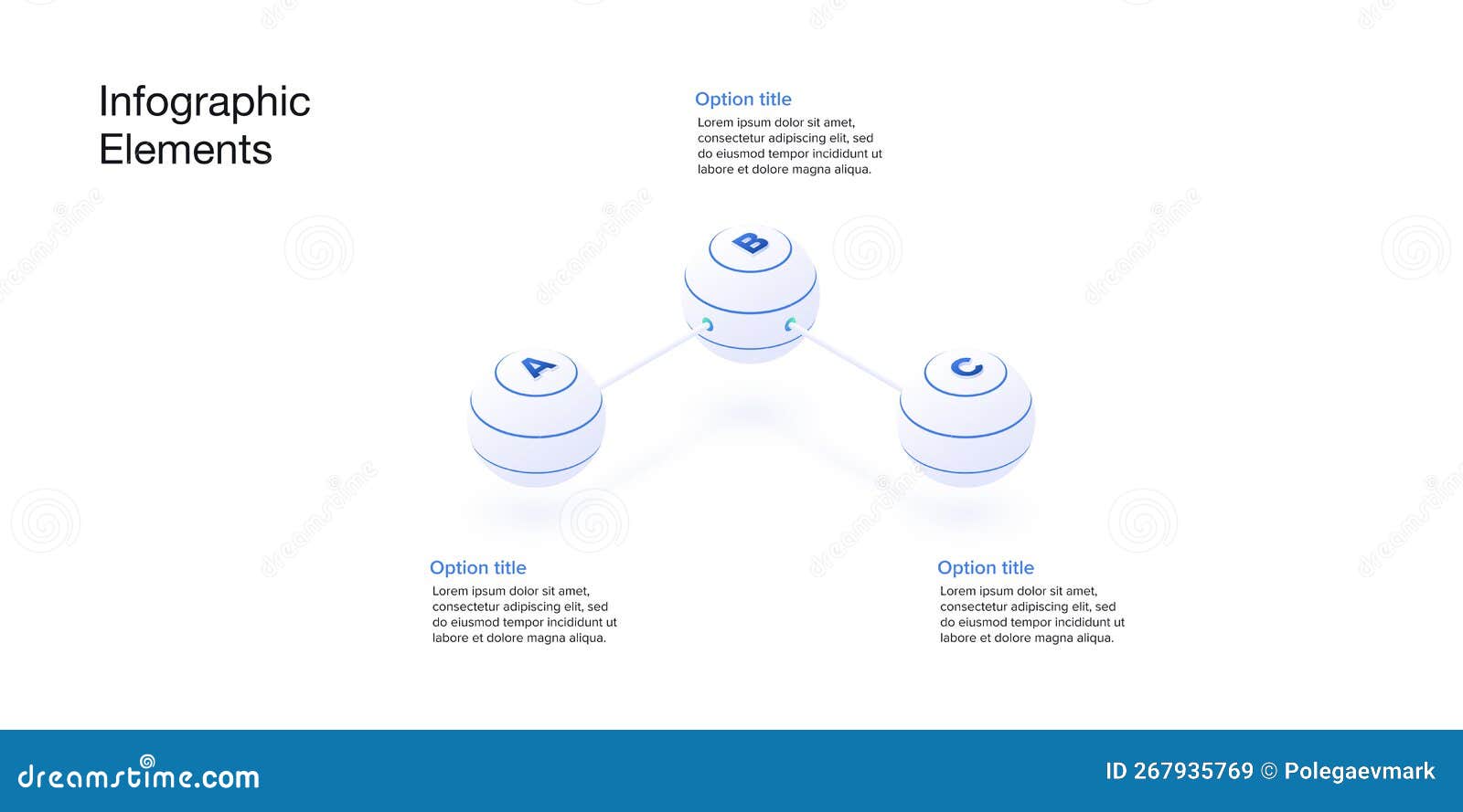 Business Process Chart Infographics with 3 Step Spheres. Spherical ...