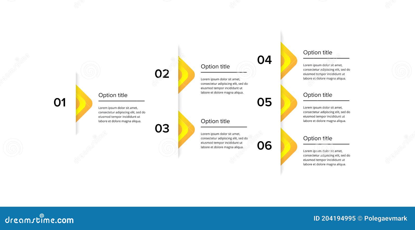 Business Process Chart Infographics with 6 Step Squares. Circular ...