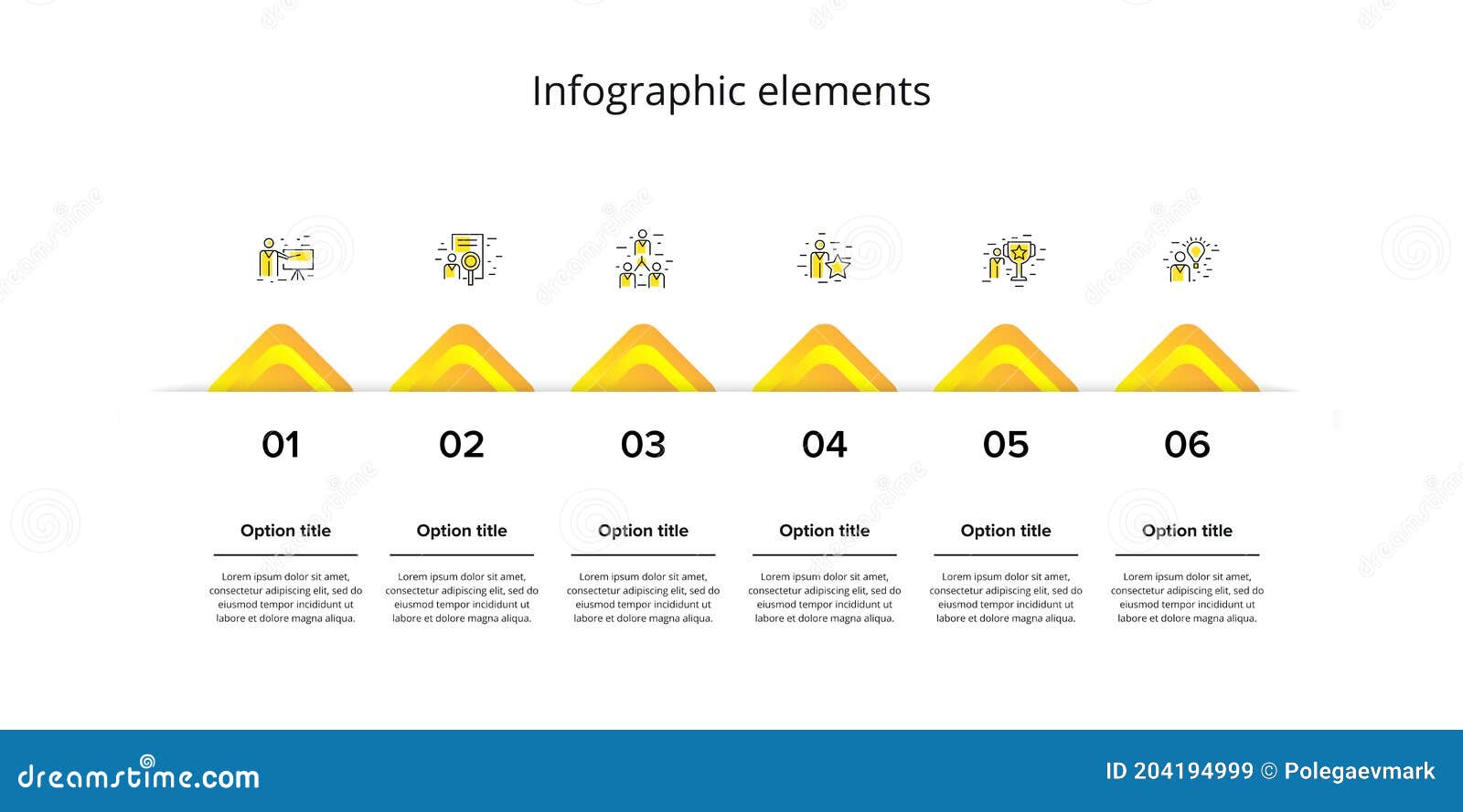 Business Process Chart Infographics with 6 Step Squares. Circular ...