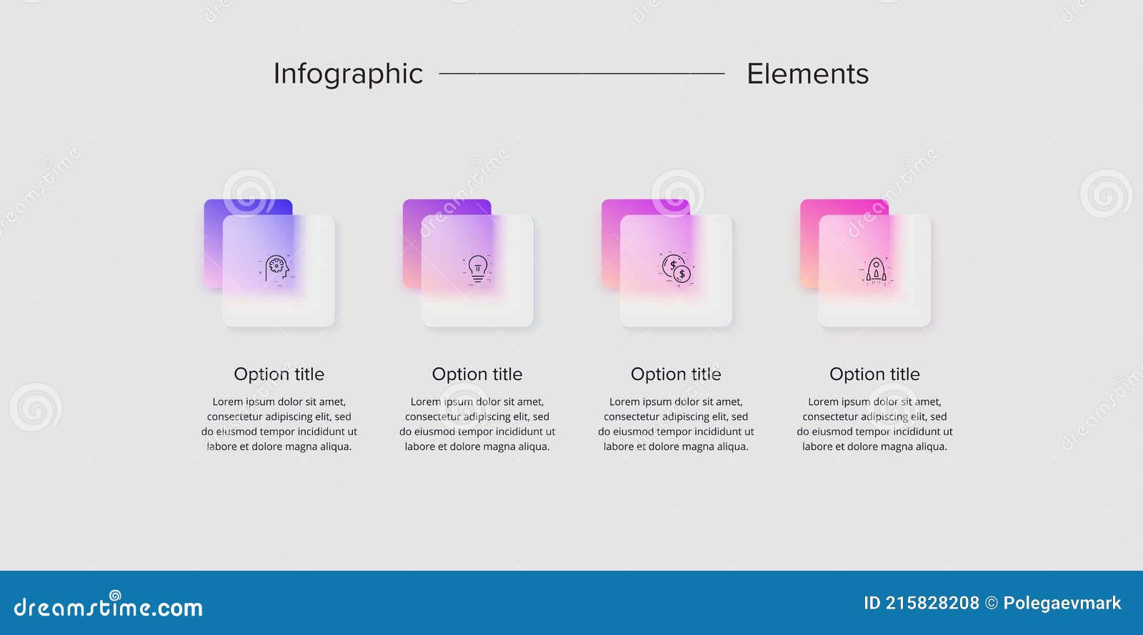 Business Process Chart Infographics with 4 Step Squares. Corporate ...