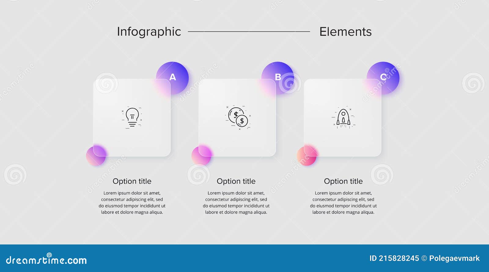 Business Process Chart Infographics with 3 Step Squares. Corporate ...