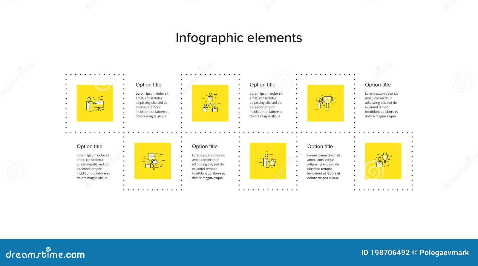 Business Process Chart Infographics with 6 Step Squares. Rectangular ...