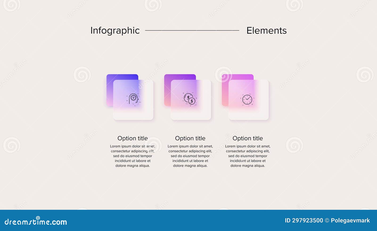 Business Process Chart Infographics with 3 Step Squares. Rectangular Corporate Workflow Graphic ...