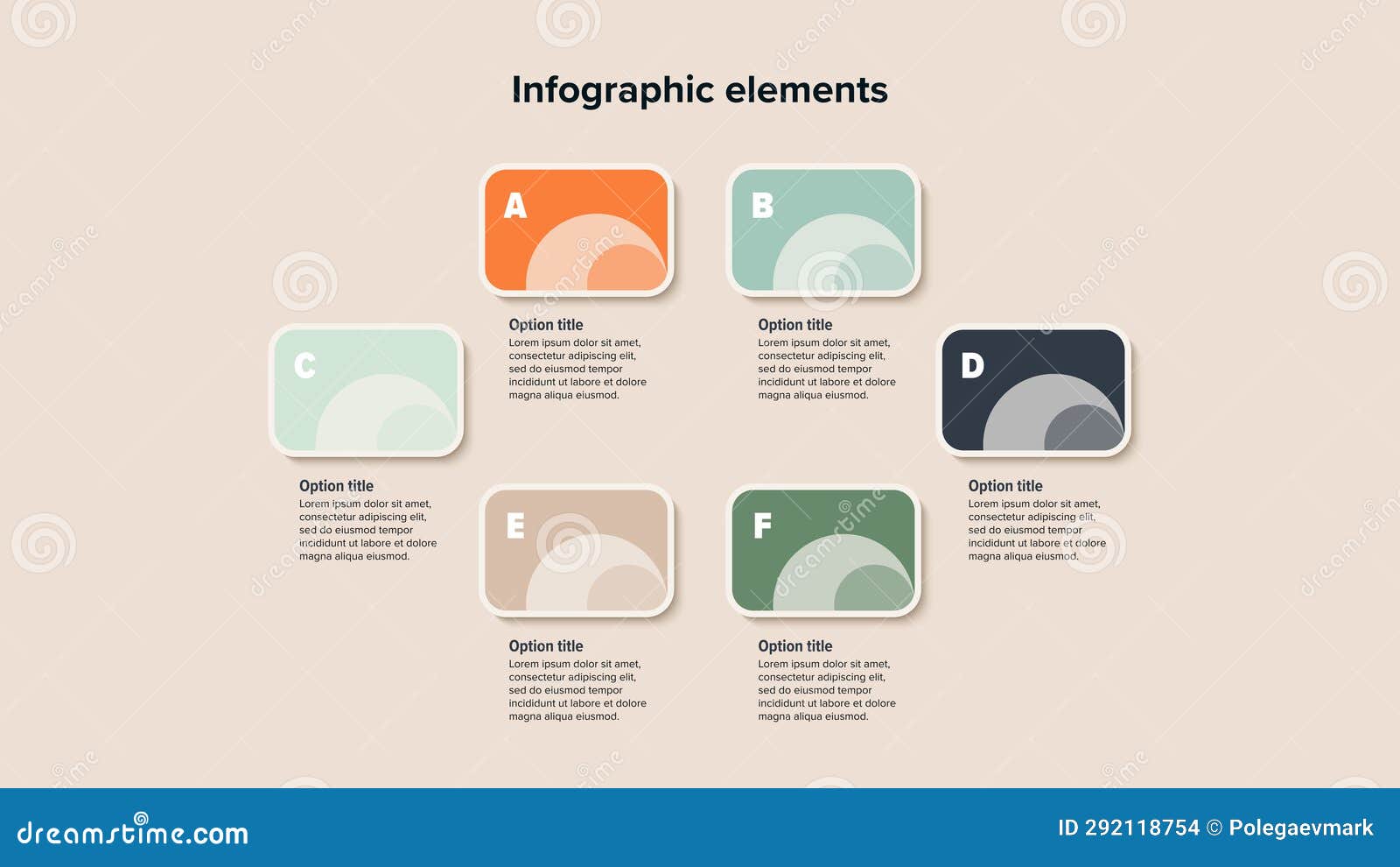 Business Process Chart Infographics with 6 Step Squares. Rectangular ...