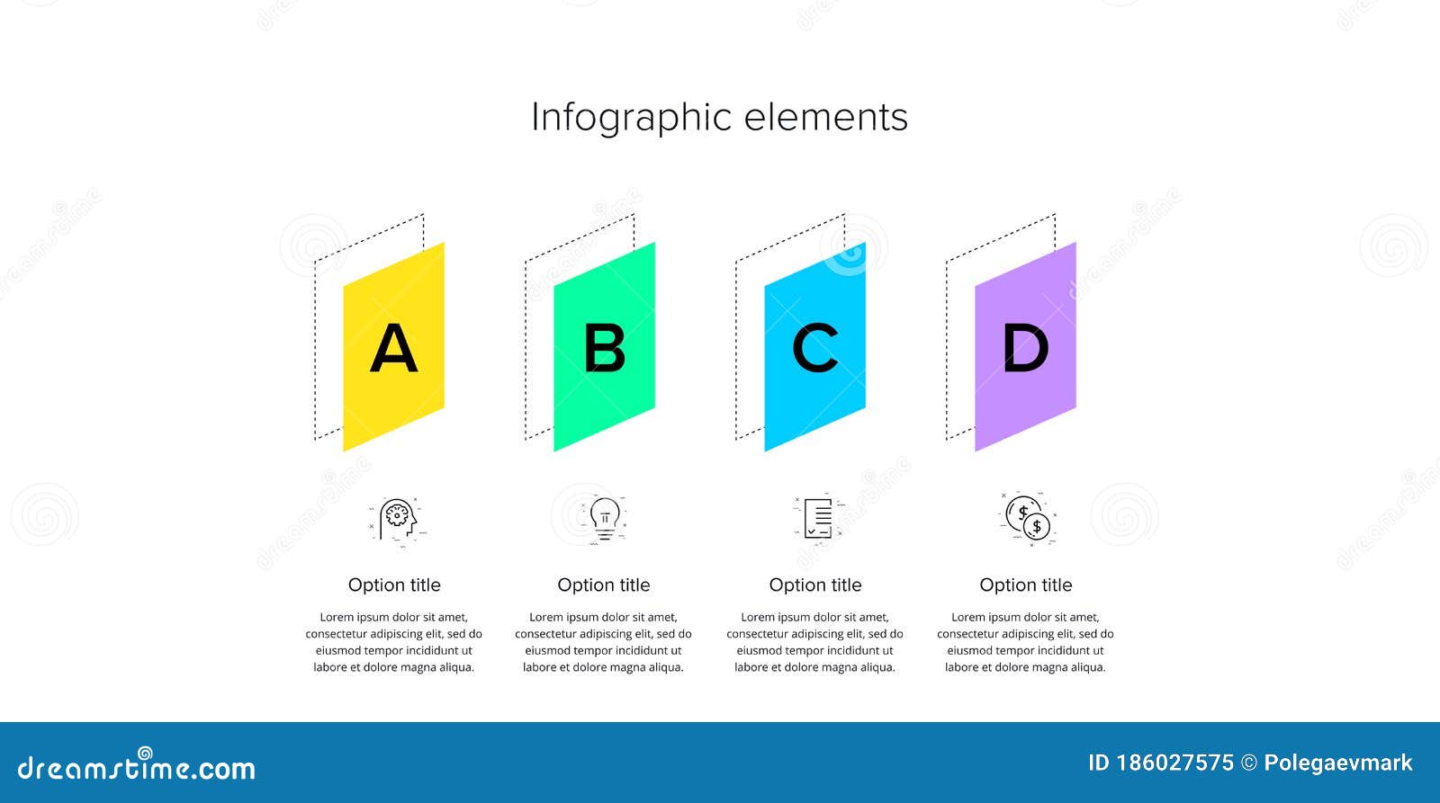 Business Process Chart Infographics with 4 Step Squares. Square ...