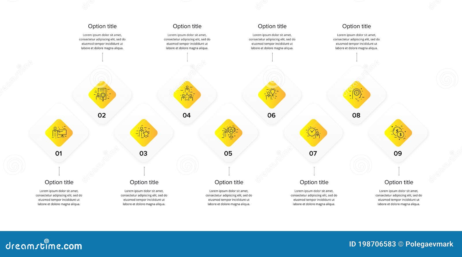 Business Process Chart Infographics with 9 Steps. Corporate Workflow ...