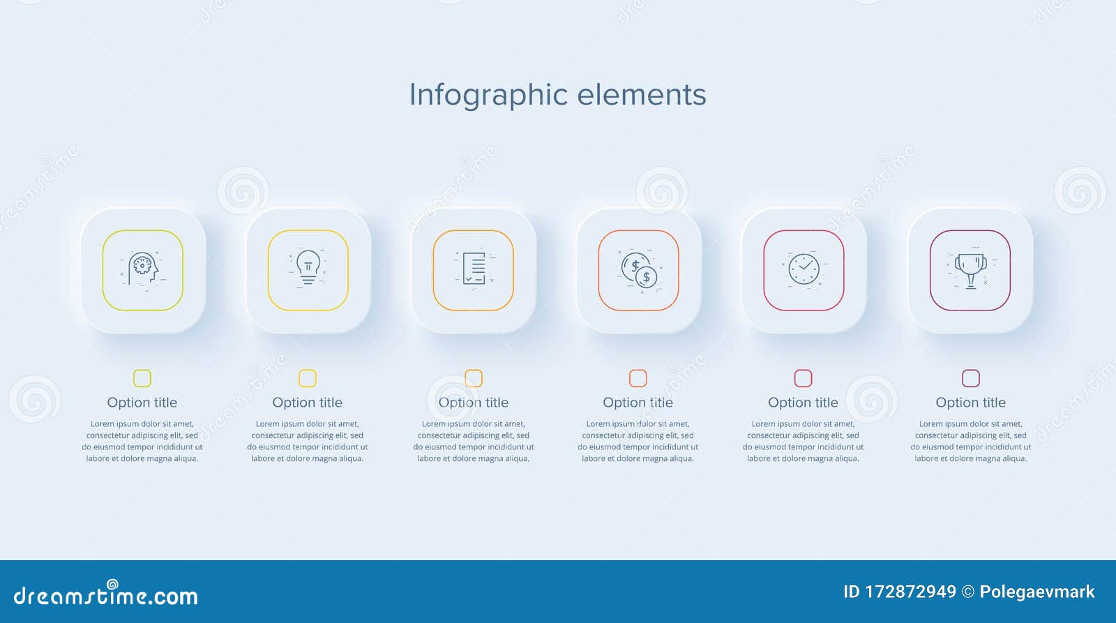 Business Process Chart Infographics with 6 Steps in Neumorphism Design ...