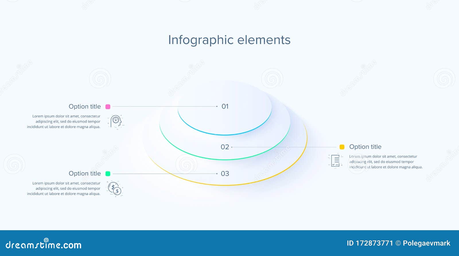 Business Process Chart Infographics with 3 Steps in Neumorphism Design. Square Corporate ...