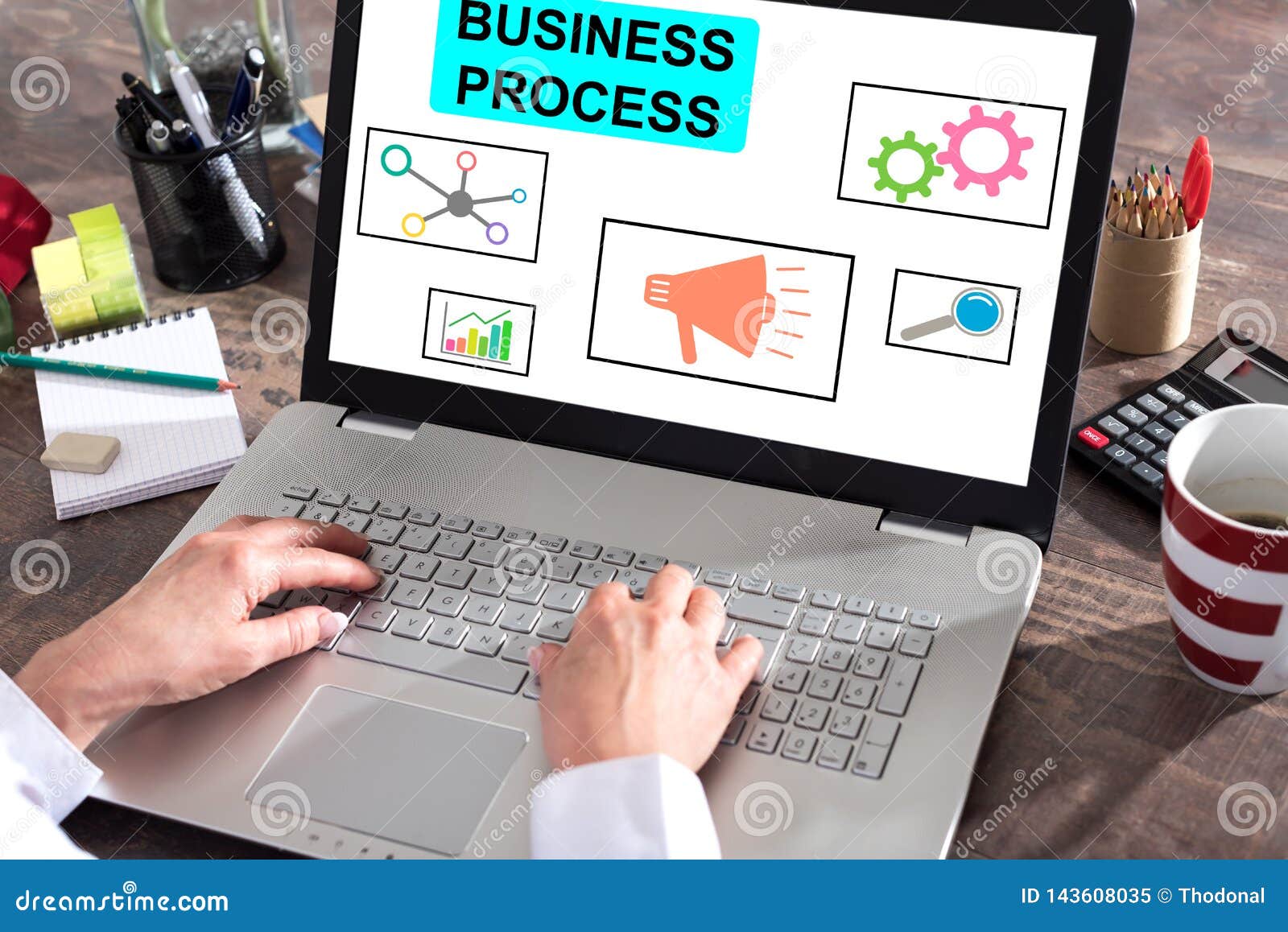 Business Process Concept on a Laptop Screen Stock Image - Image of ...