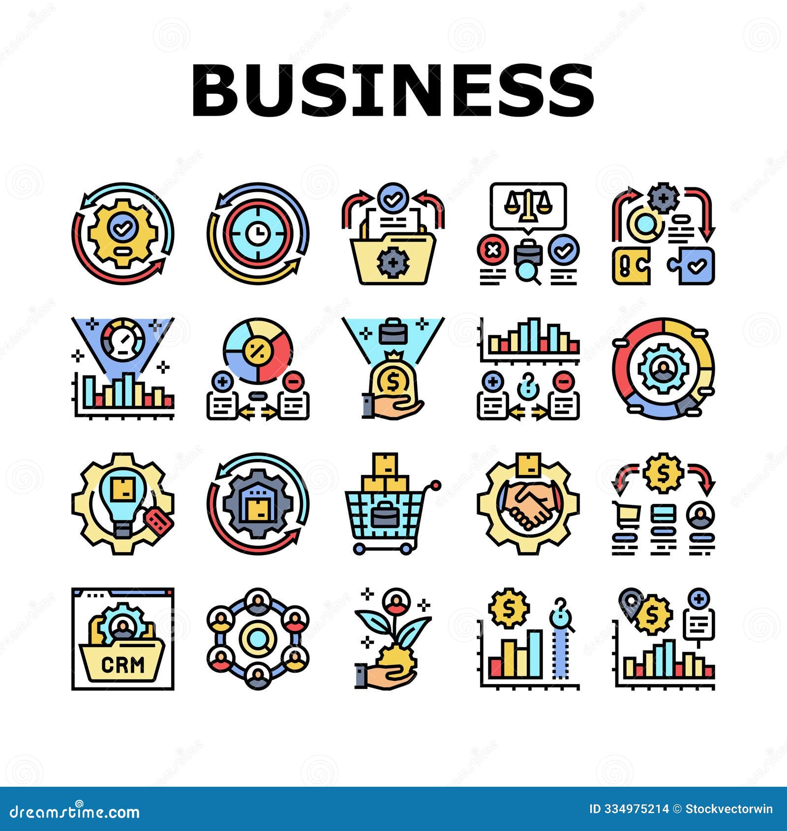 Business Process Efficiency Icons Set Vector Stock Illustration ...