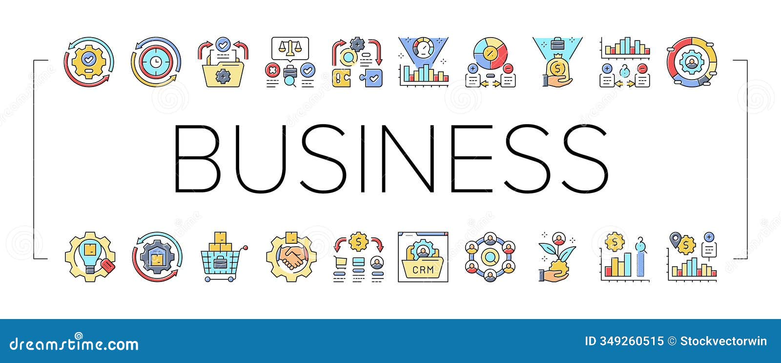 Business Process Efficiency Icons Set Vector Stock Illustration ...