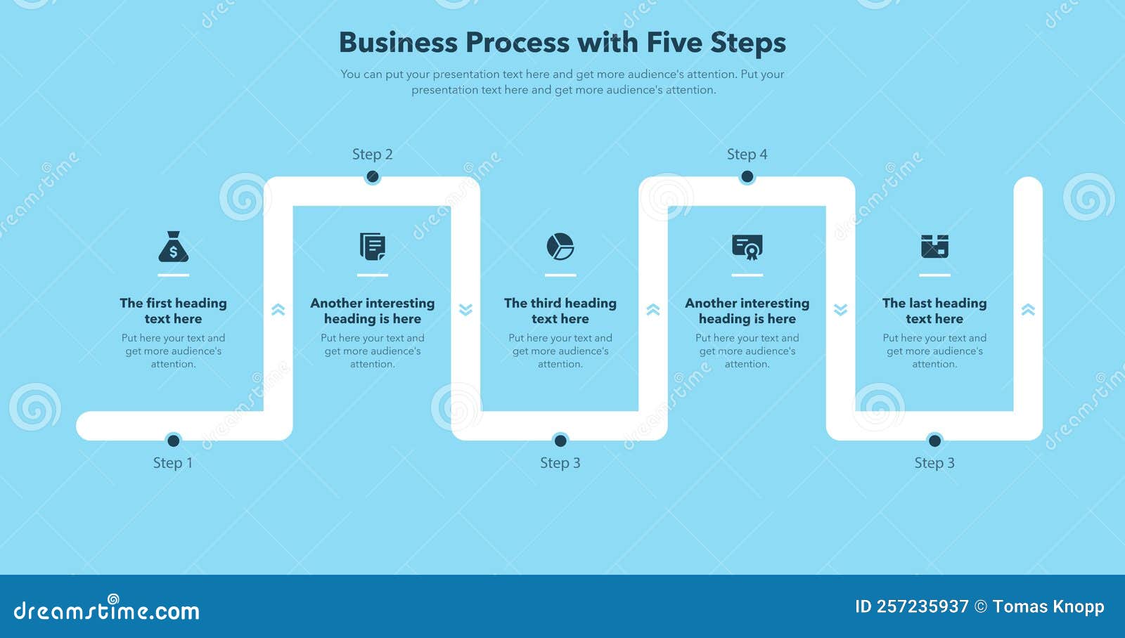Business Process with Five Steps - Blue Version Stock Image - Image of ...