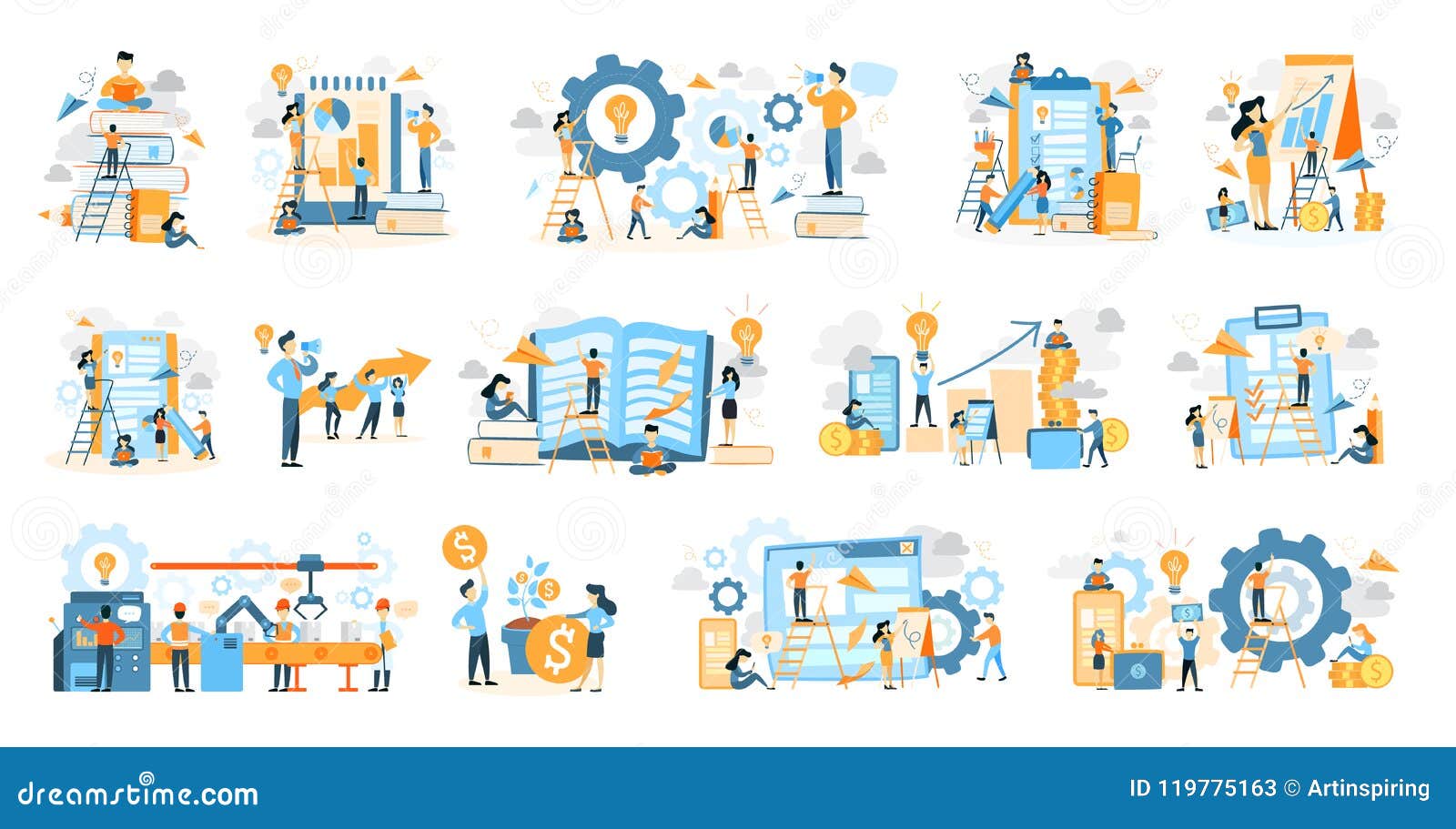 Business icons set. stock vector. Illustration of presenter - 119775163