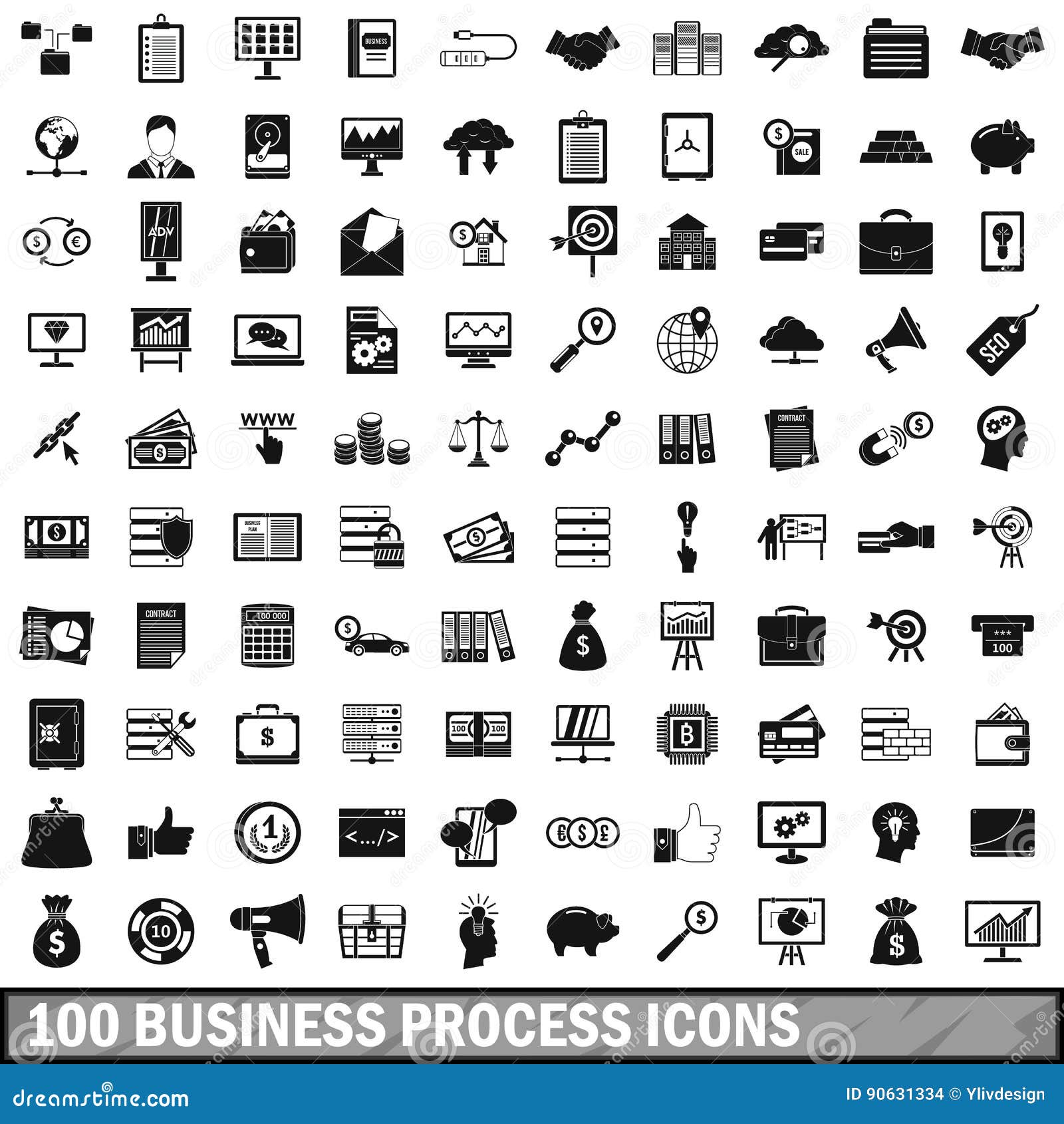 100 Business Process Icons Set, Simple Style Stock Vector ...