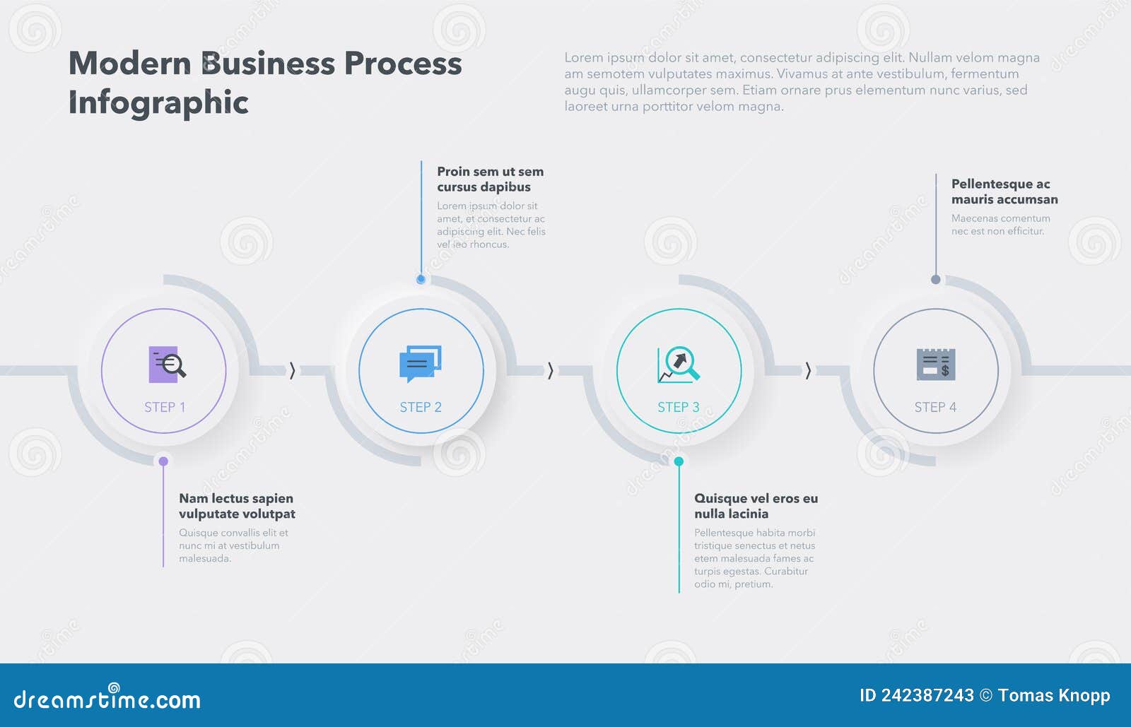 Modern Business Process Template with Four Colorful Stages Stock Vector ...