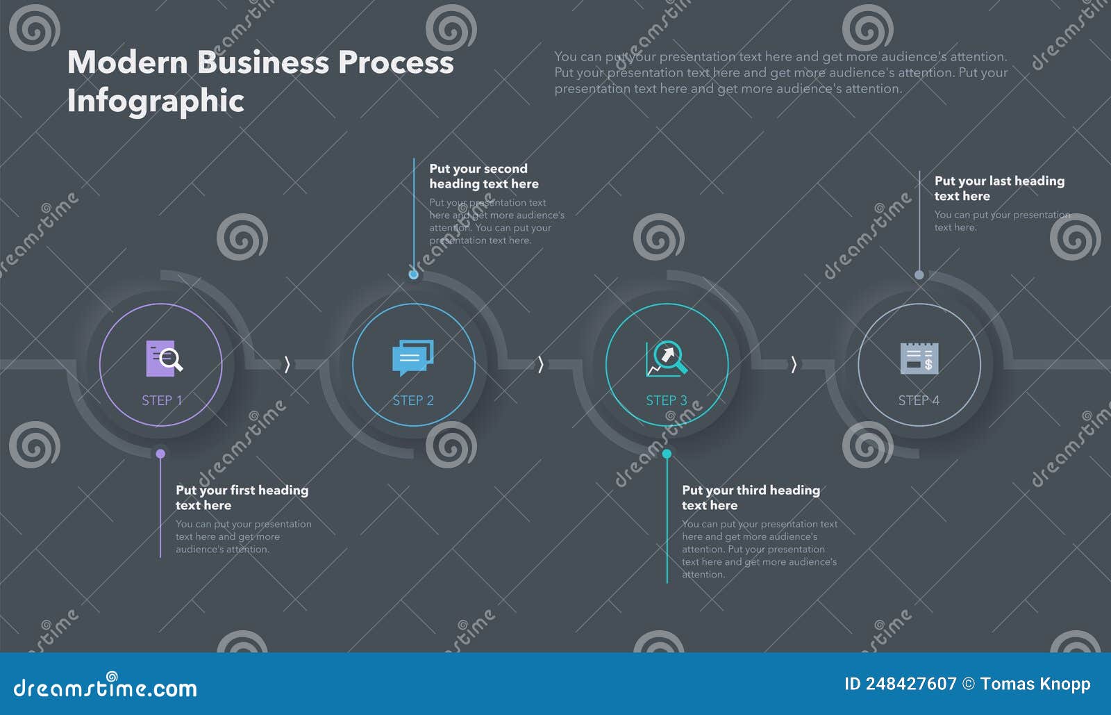 Modern Business Process Template with Four Colorful Stages - Dark ...