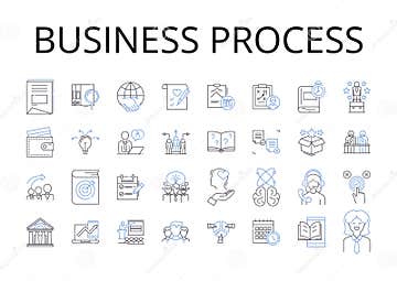 Business Process Line Icons Collection. Production Line, Operational ...