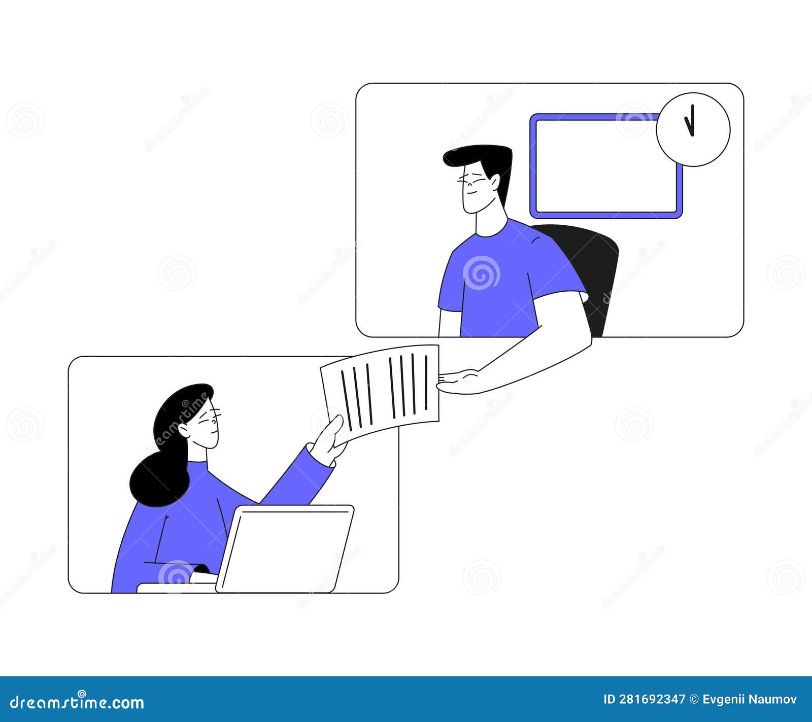 Business Process with Man and Woman Character in Web Window Share Paper ...