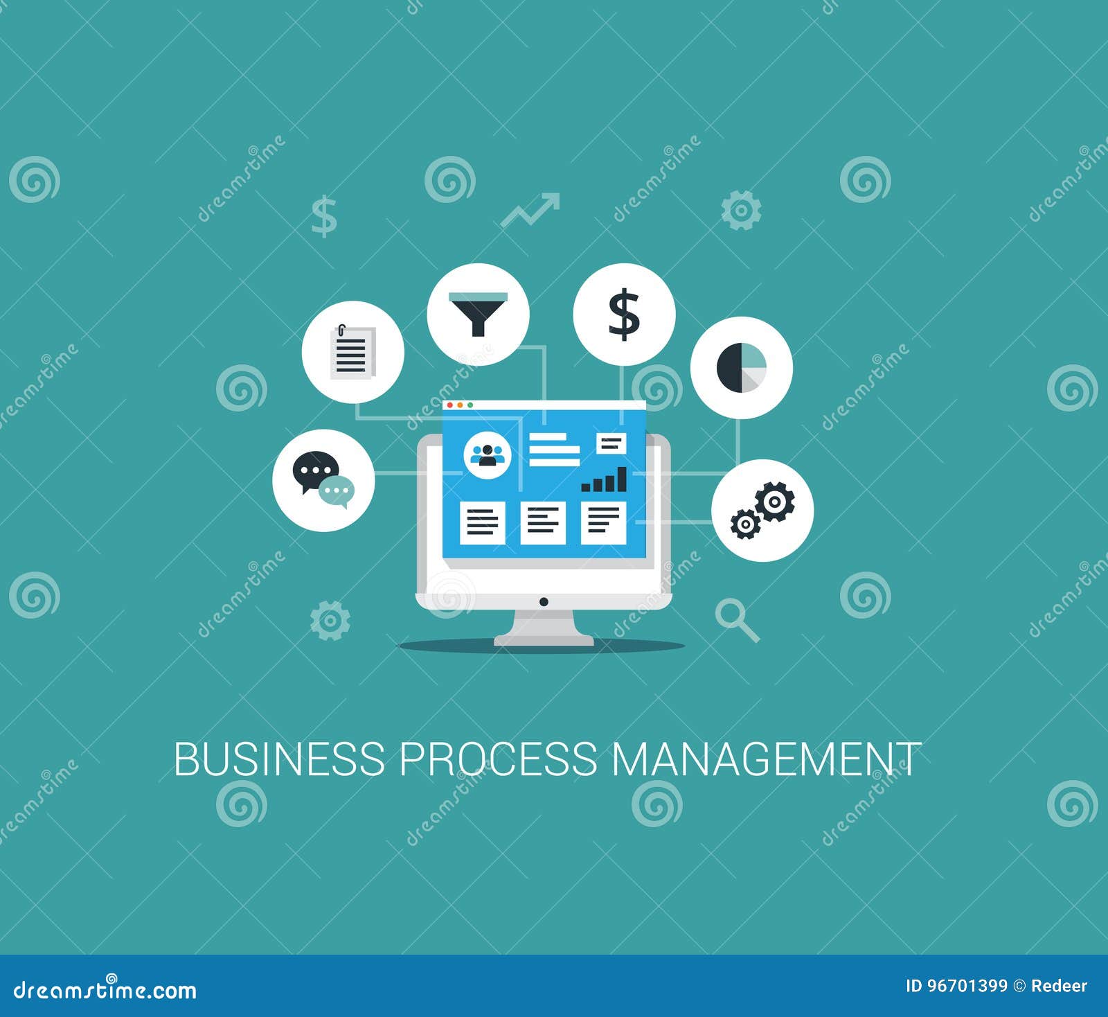Business Process Management System Vector Illustration. Stock ...