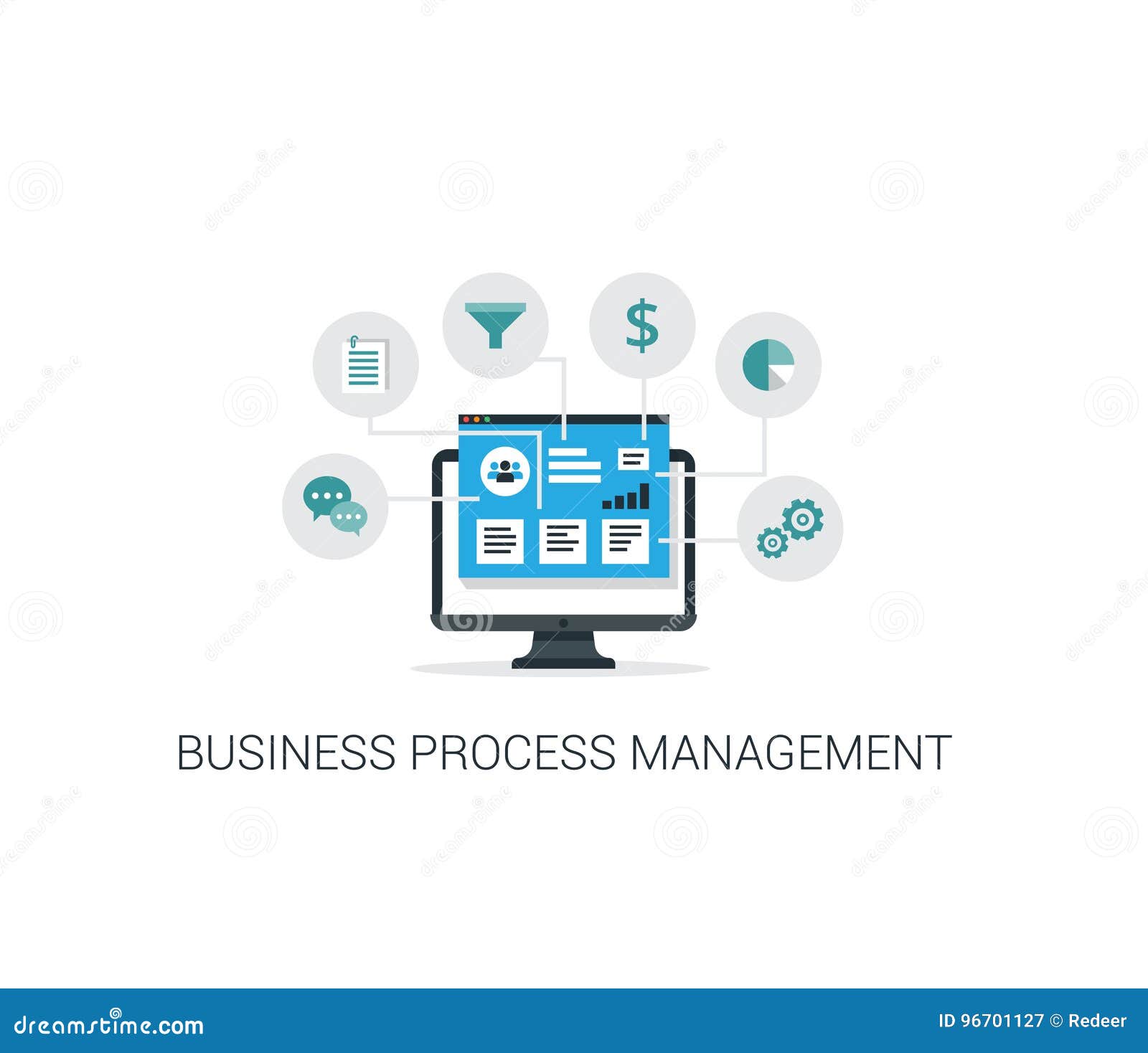 Business Process Management System Vector Illustration. Stock ...
