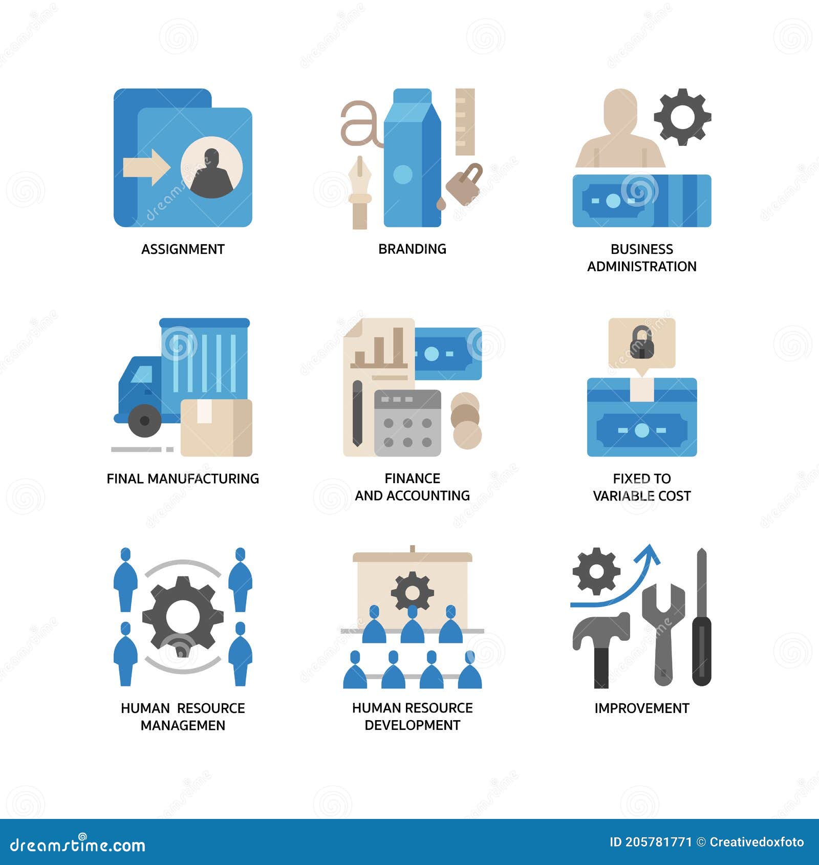 Business Process Outsourcing Icons Set Stock Vector - Illustration of ...