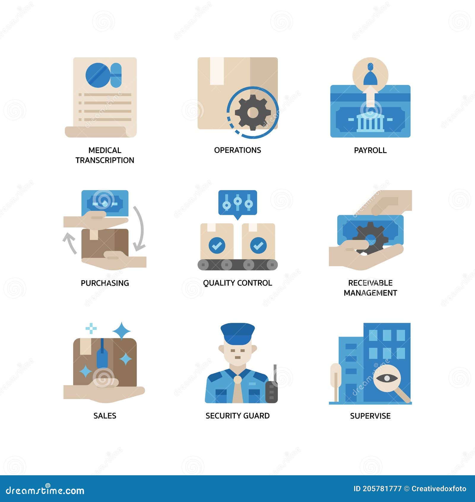 Business Process Outsourcing Icons Set Stock Vector - Illustration of ...