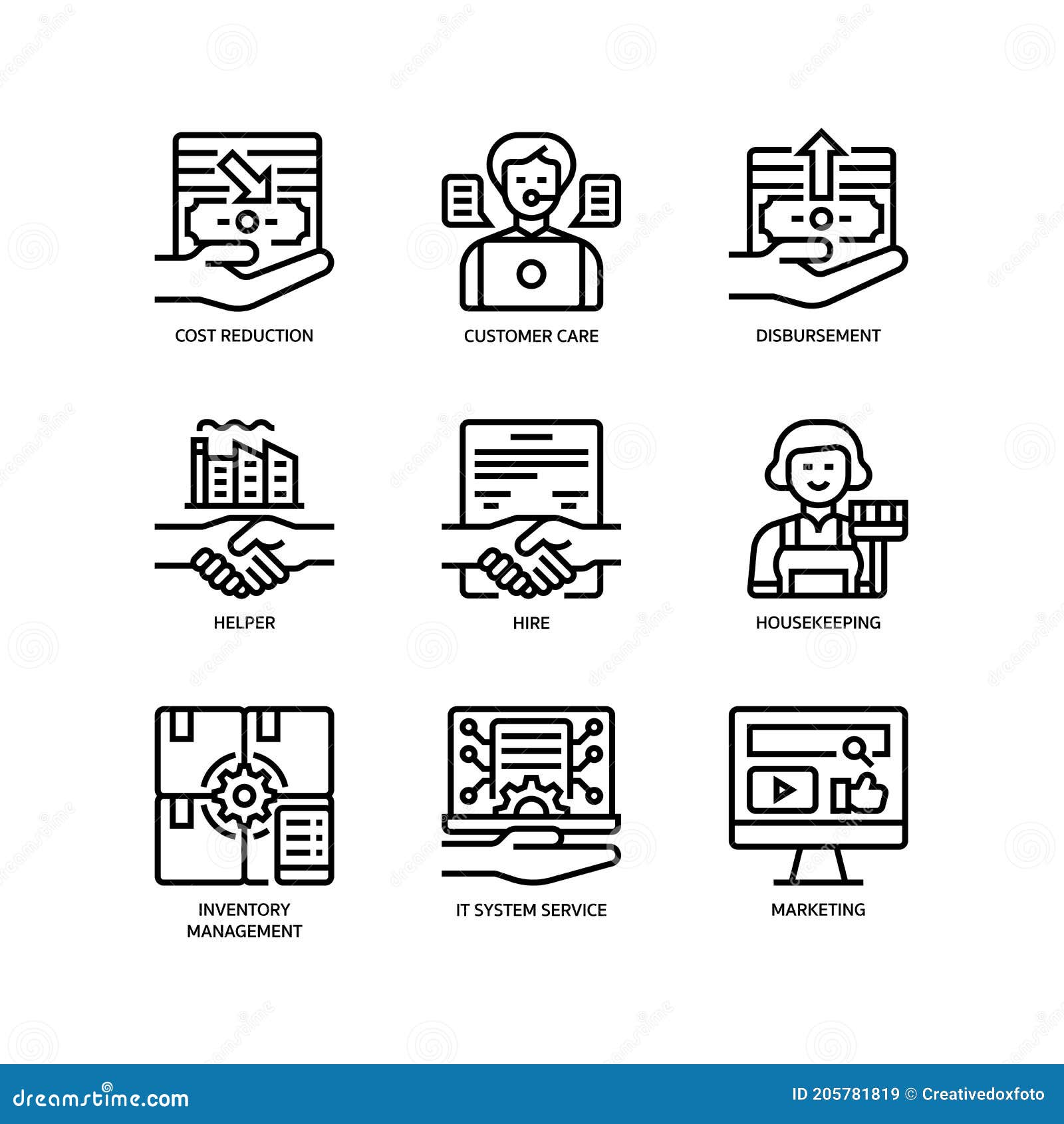 Business Process Outsourcing Icons Set Stock Vector - Illustration of ...