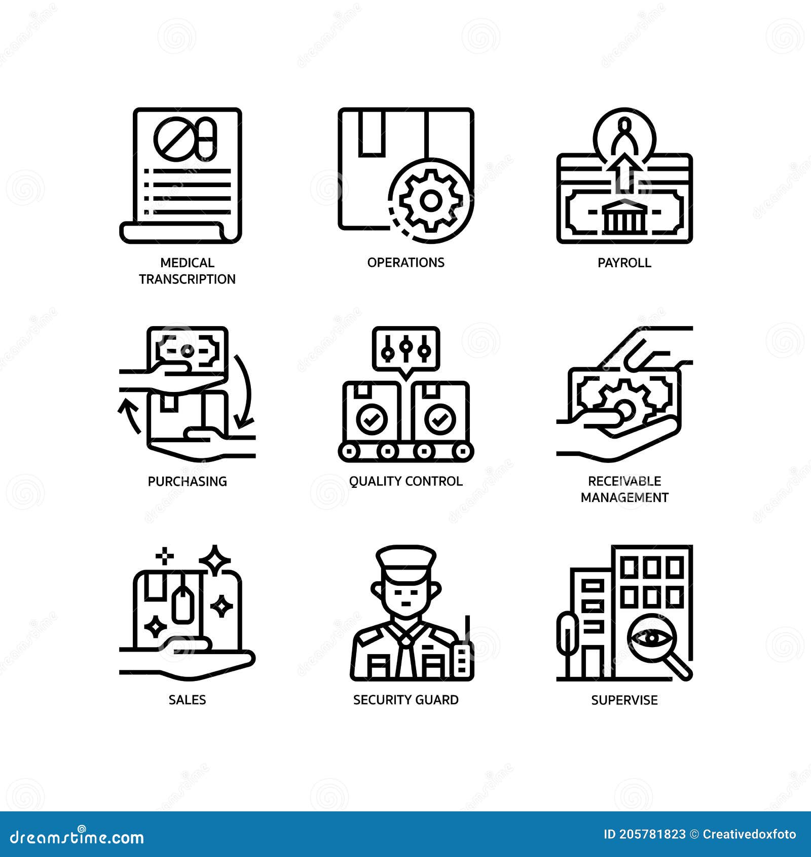 Business Process Outsourcing Icons Set Stock Vector - Illustration of ...