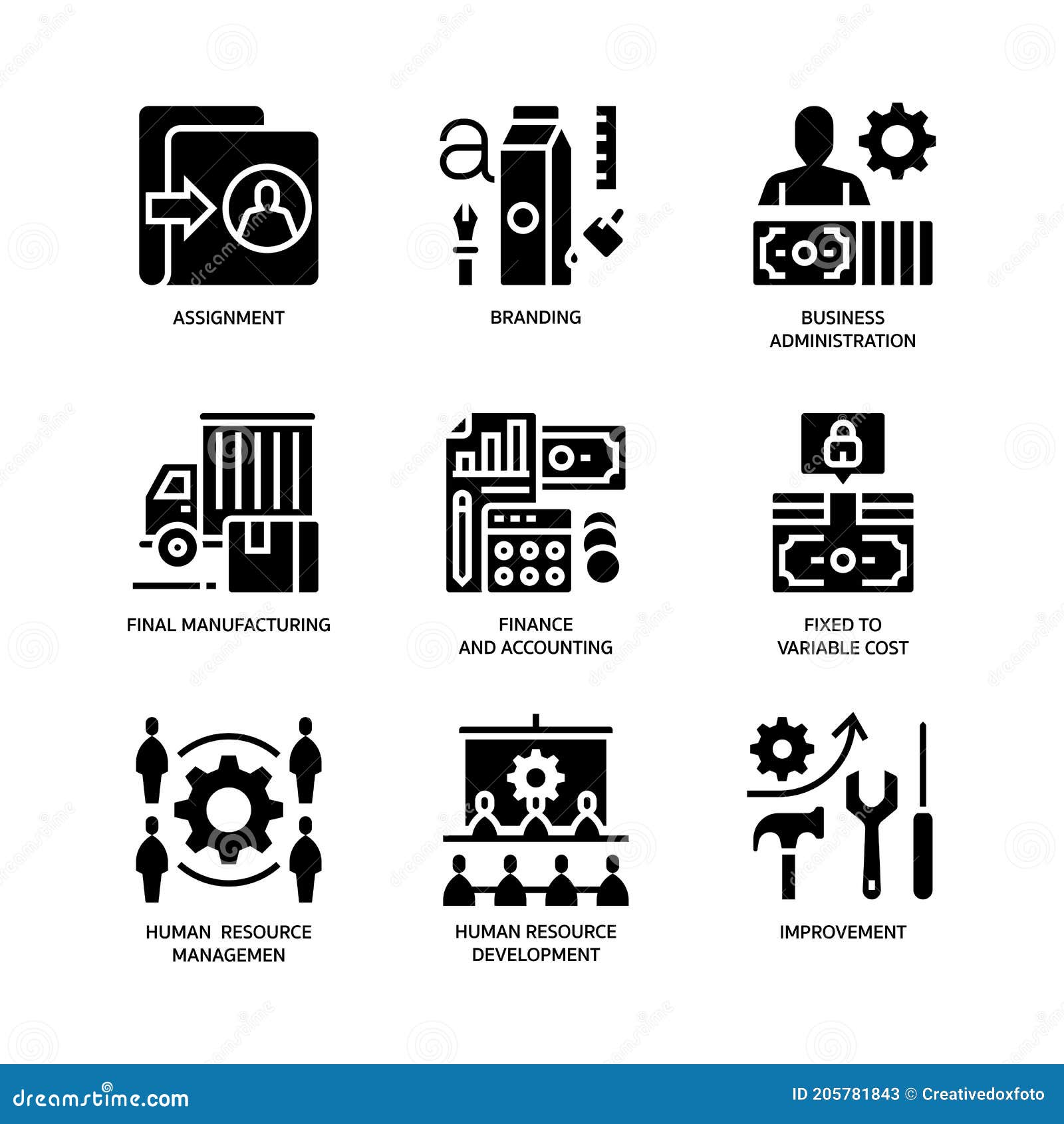 Business Process Outsourcing Icons Set Stock Vector - Illustration of ...
