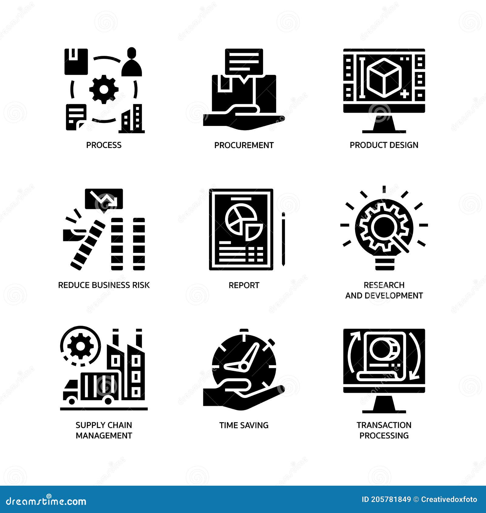 Business Process Outsourcing Icons Set Stock Vector - Illustration of ...