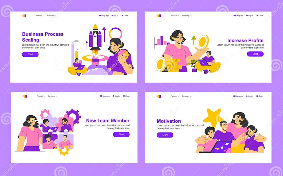 Business Process Scalling. Flat Vector Stock Illustration - Illustration of motivation, training ...