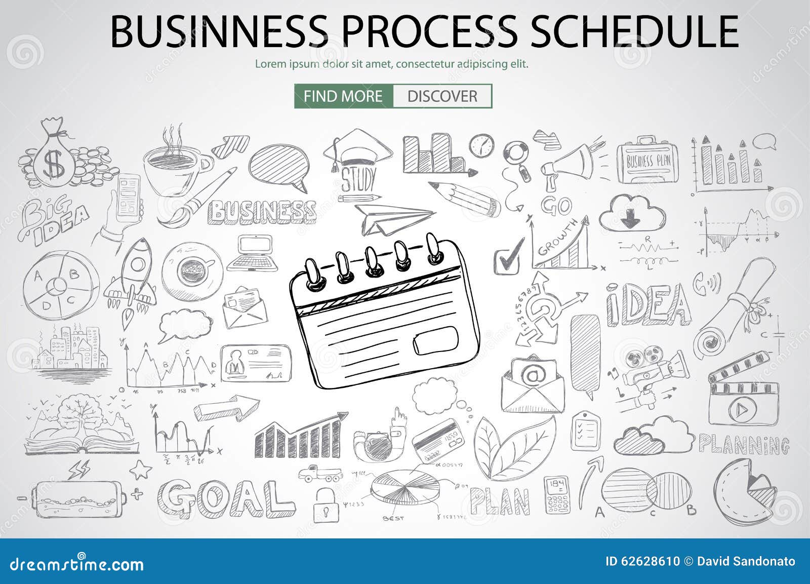 Business Process Schedule with Doodle Design Style Stock Vector ...