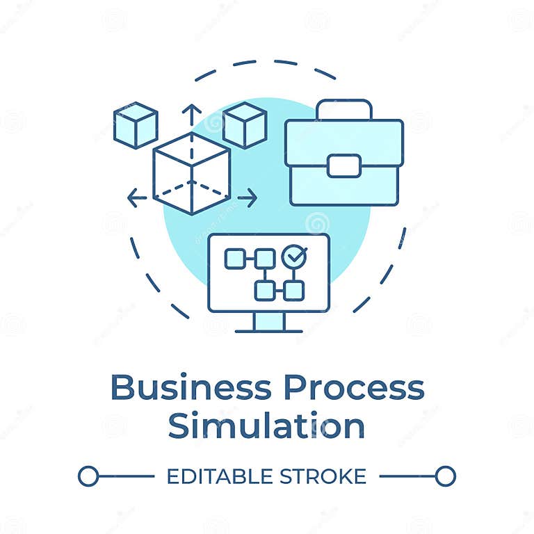 Business Process Simulation Soft Blue Concept Icon Stock Vector ...