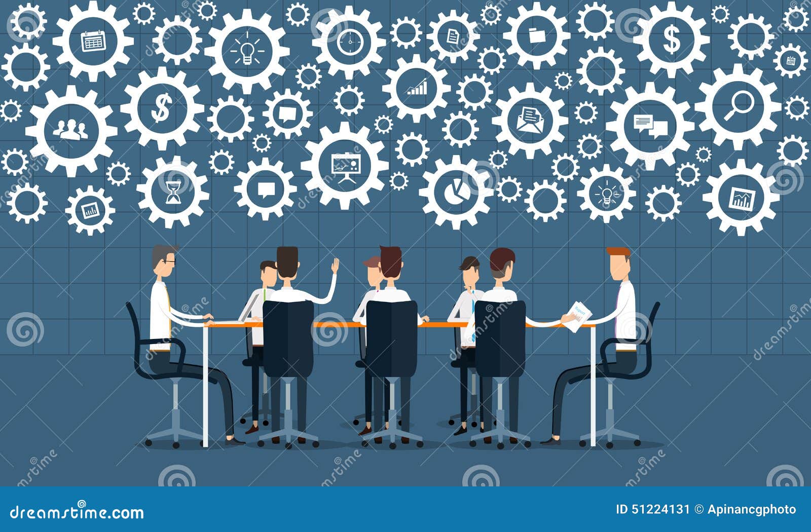 Business Process Teamwork Meeting and Brainstorm Concept Stock Vector ...