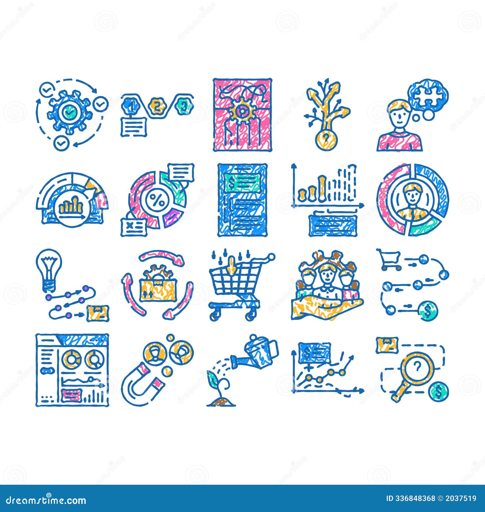 Business Process Technology Chart Icon Hand Drawn Stock Vector ...