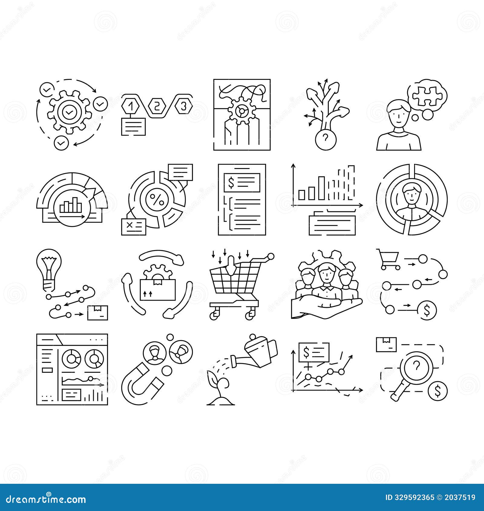 Business Process Technology Chart Icons Set Vector Stock Vector - Illustration of workflow ...