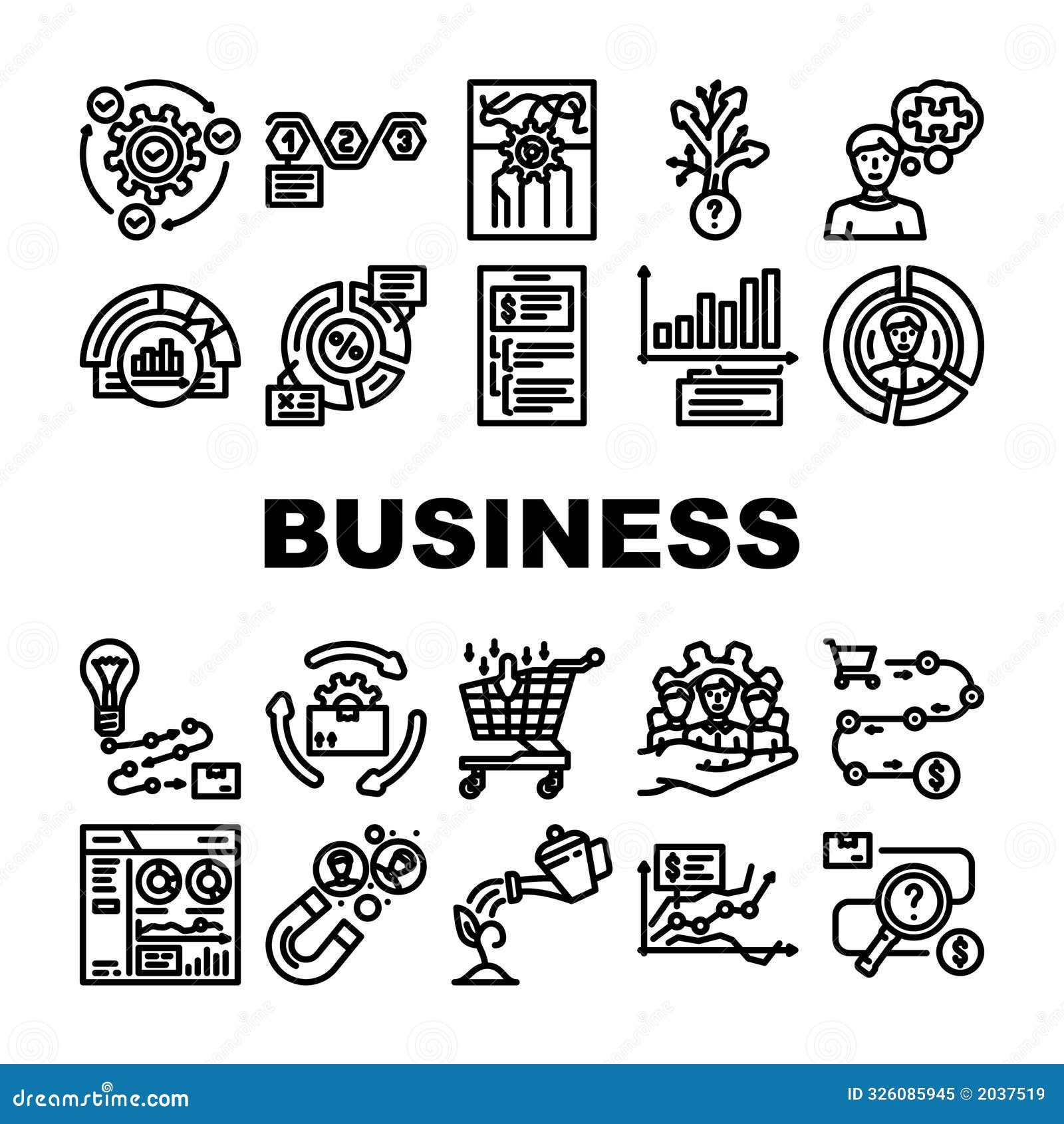 Business Process Technology Chart Icons Set Vector Stock Illustration - Illustration of ...
