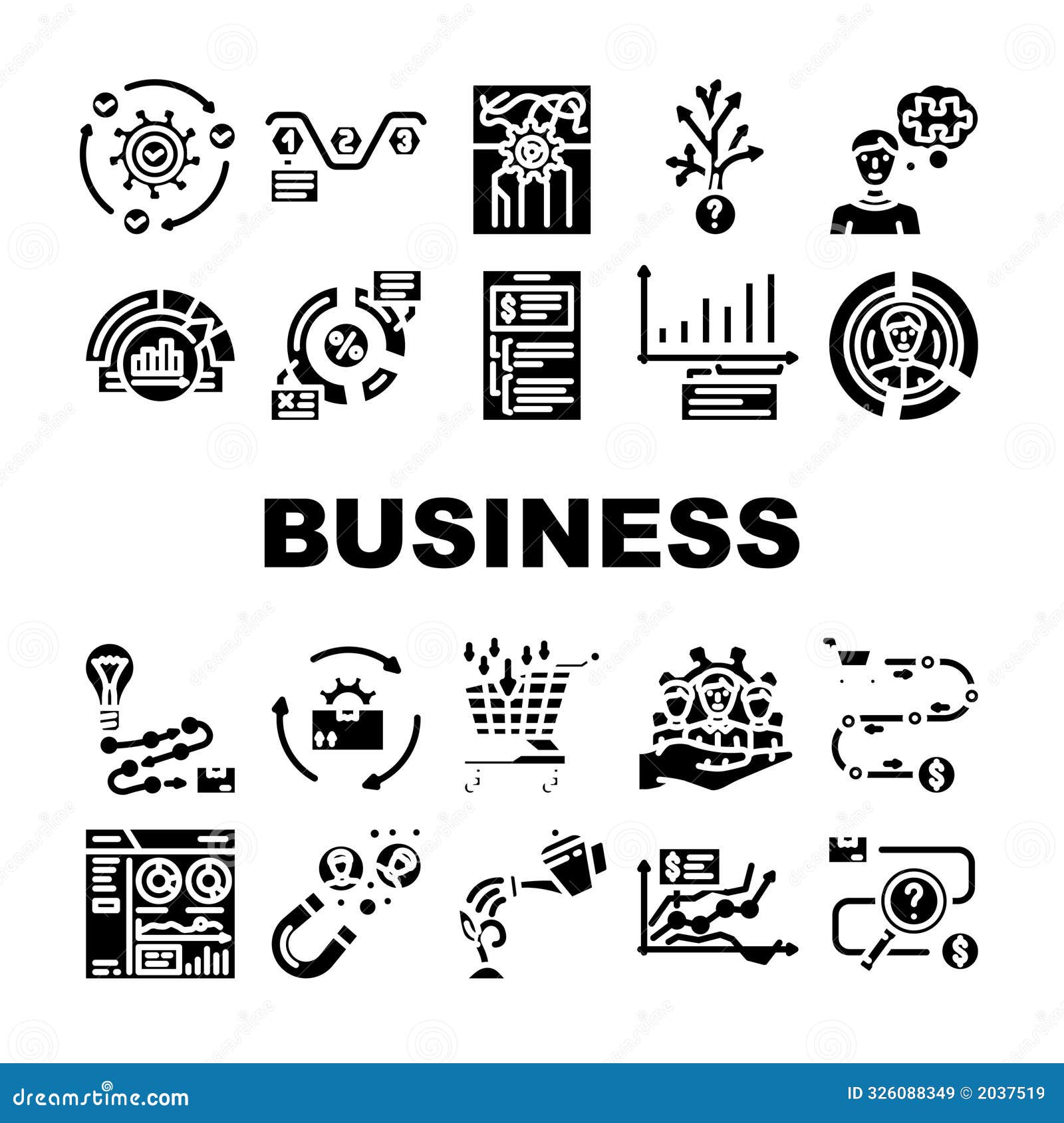 Business Process Technology Chart Icons Set Vector Stock Illustration ...