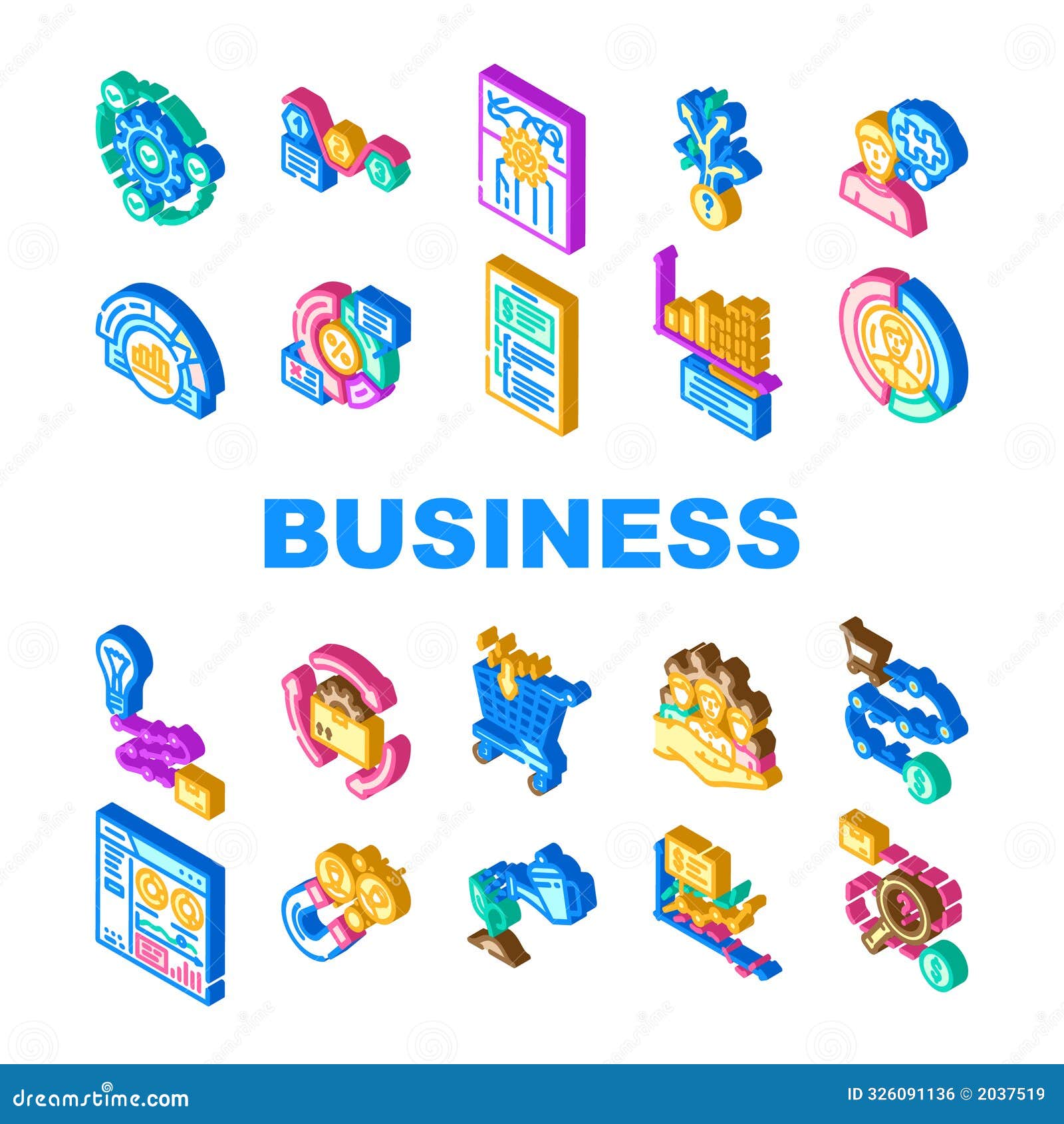 Business Process Technology Chart Icons Set Vector Stock Illustration - Illustration of vector ...