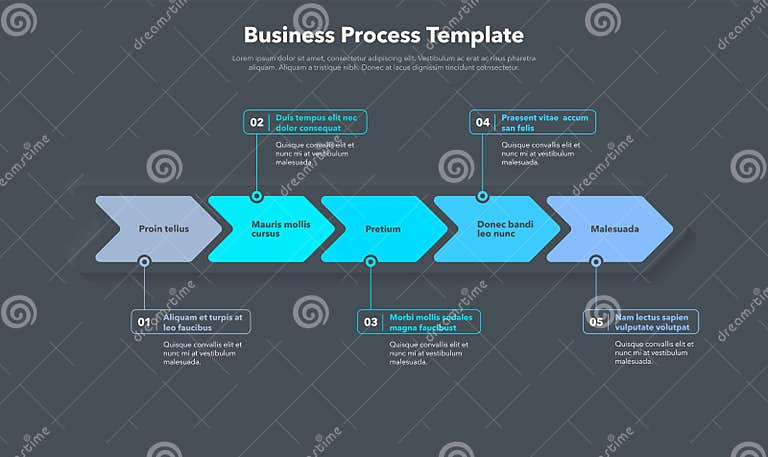 Simple Business Process Template with Five Colorful Steps - Dark ...