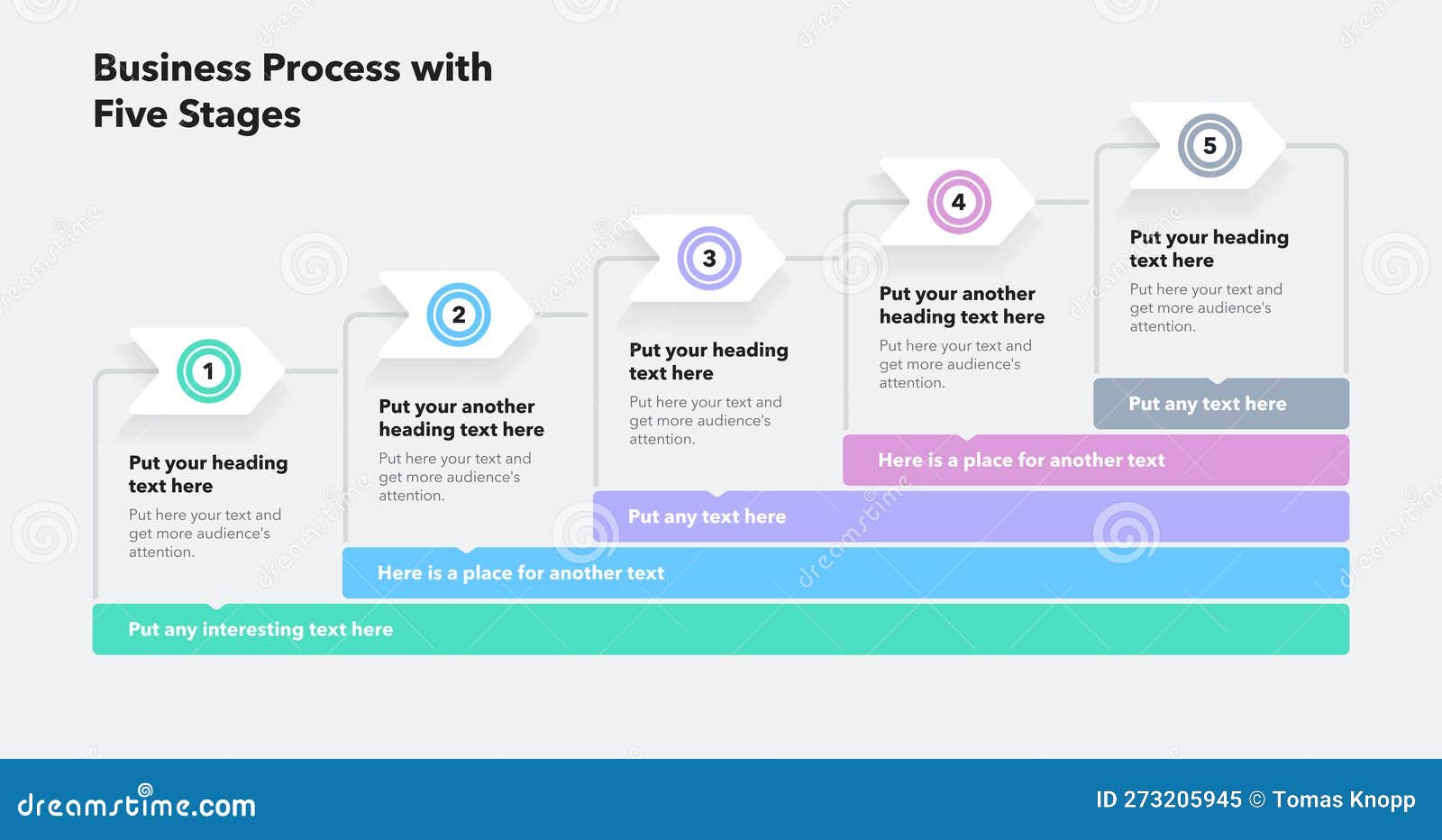 Modern Business Process Template with Five Colorful Stages Stock Vector ...