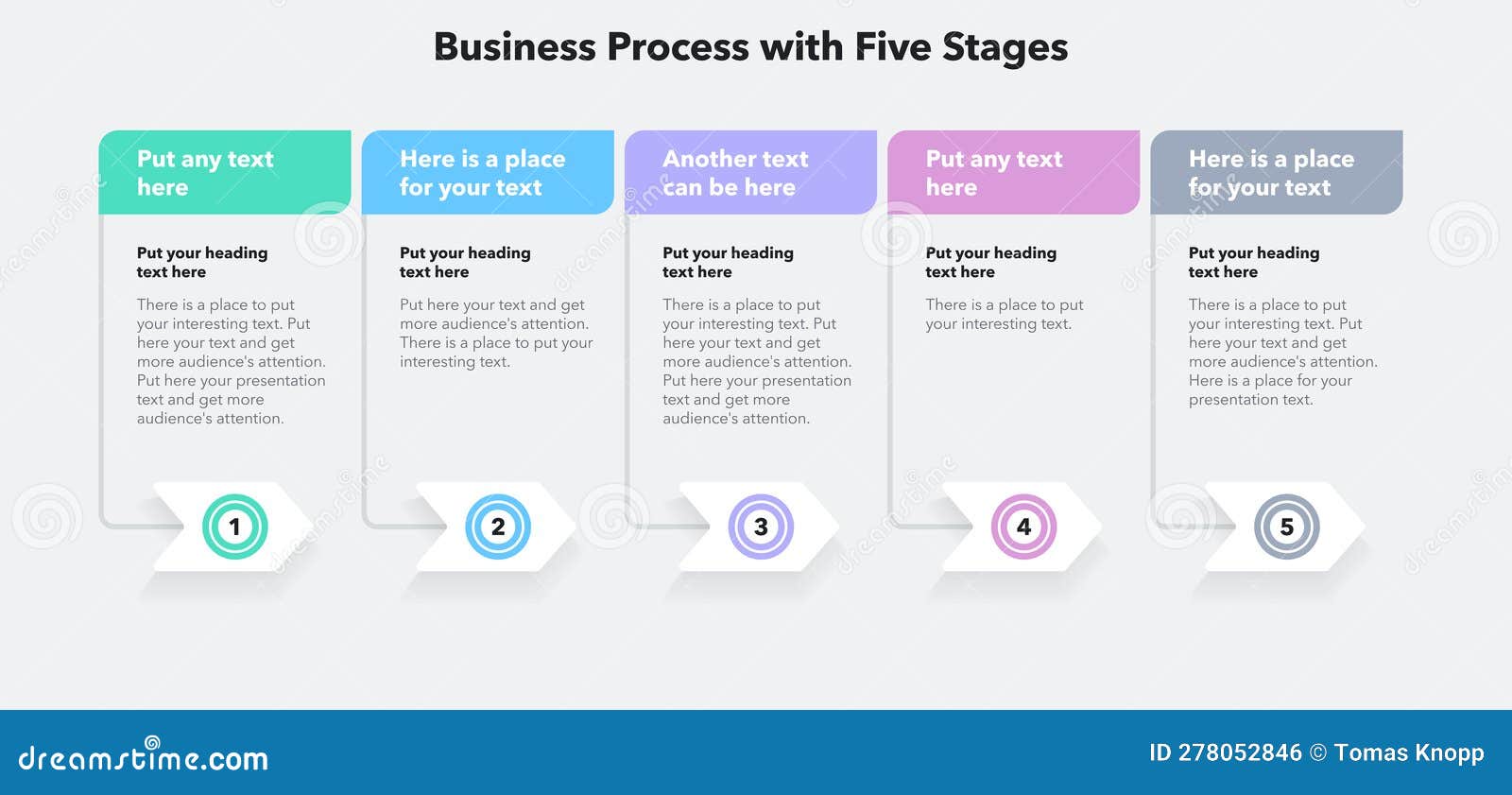 Modern Business Process Diagram with Five Stages Stock Vector ...