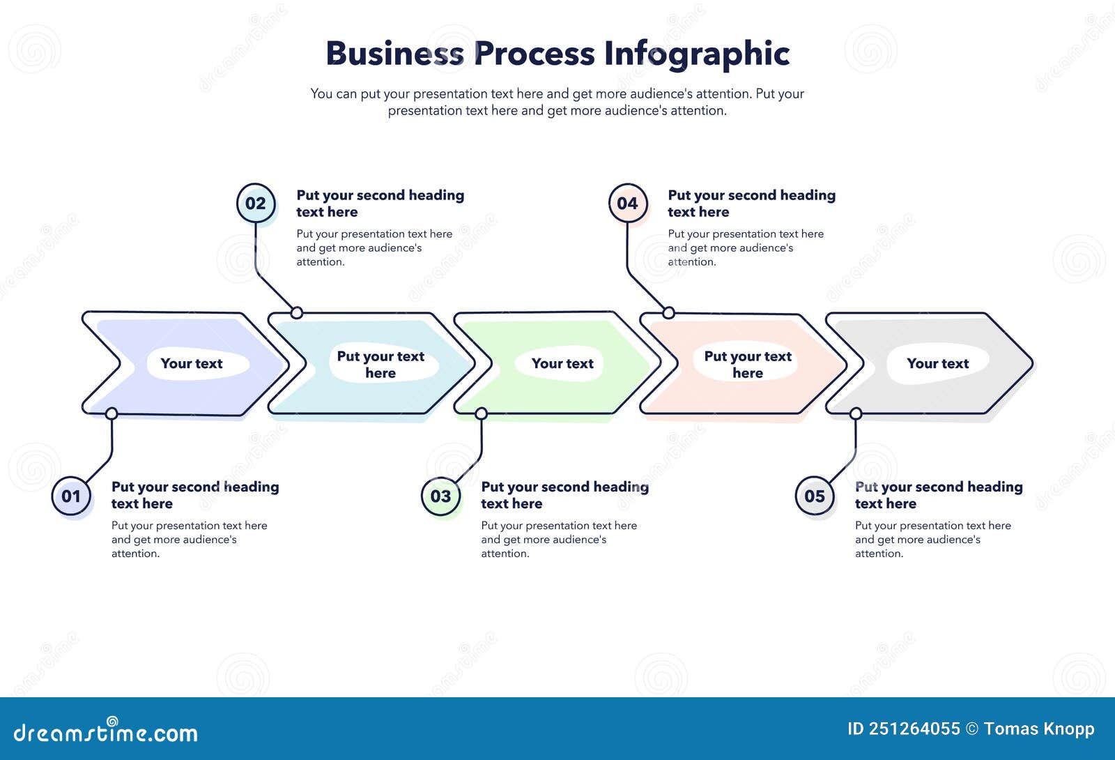 Business Process Template with Five Stages Stock Vector - Illustration ...