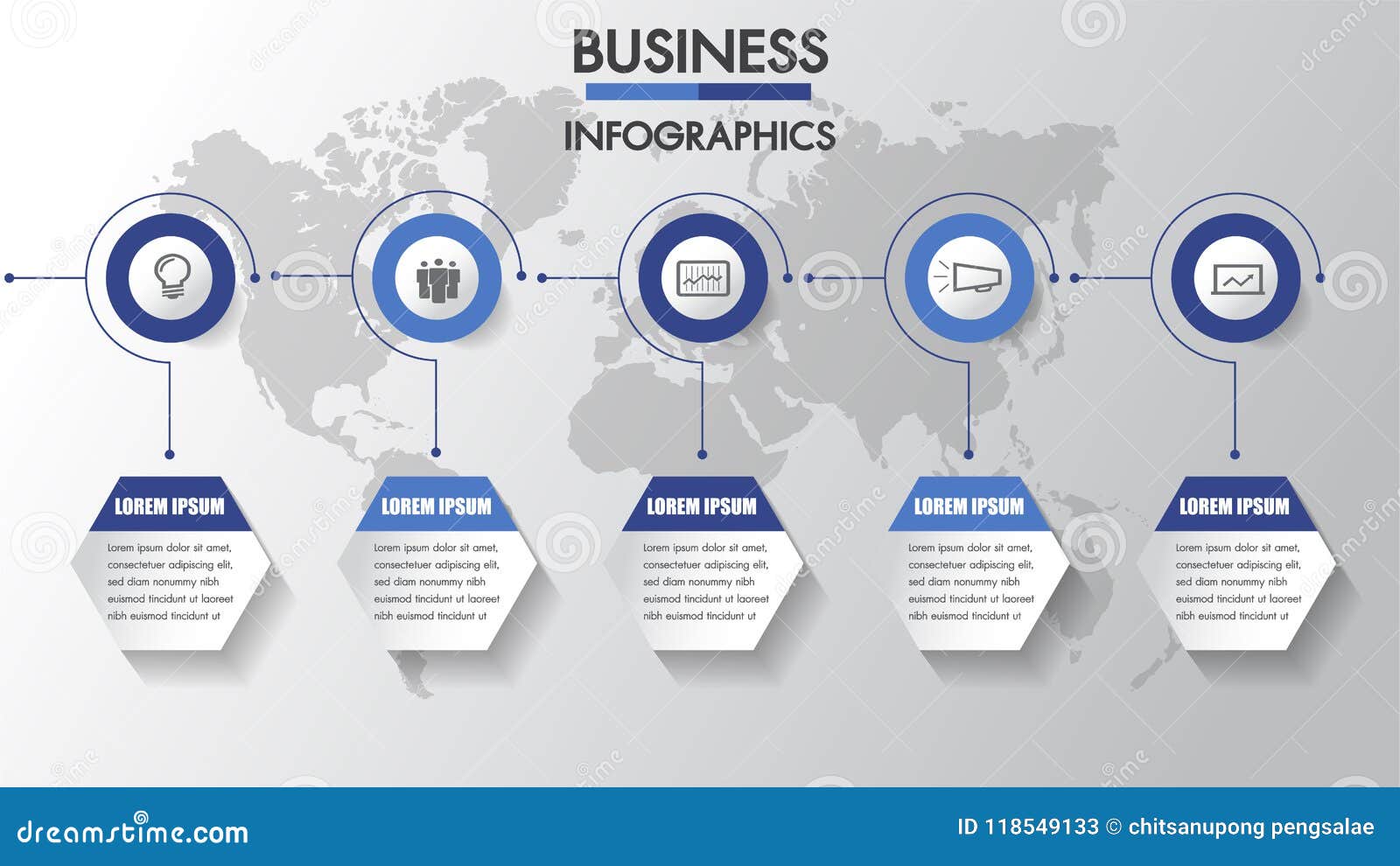 Business Process. Timeline Infographics with 3 Options, Circles.Vector ...